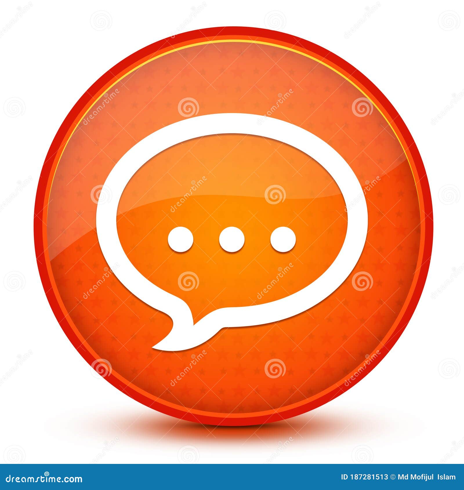 Talk Icon Icon Isolated on Glossy Star Orange Round Button Illustration ...