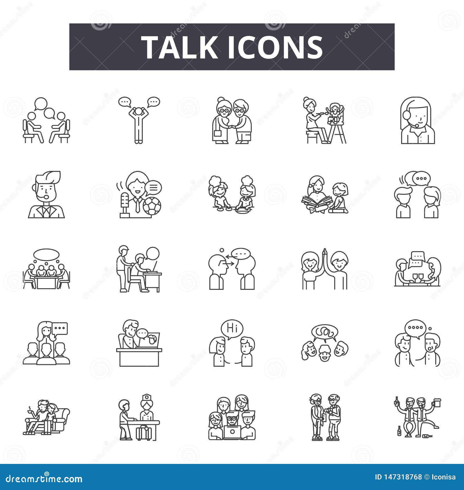 Talk Line Icons, Signs, Vector Set, Linear Concept, Outline ...