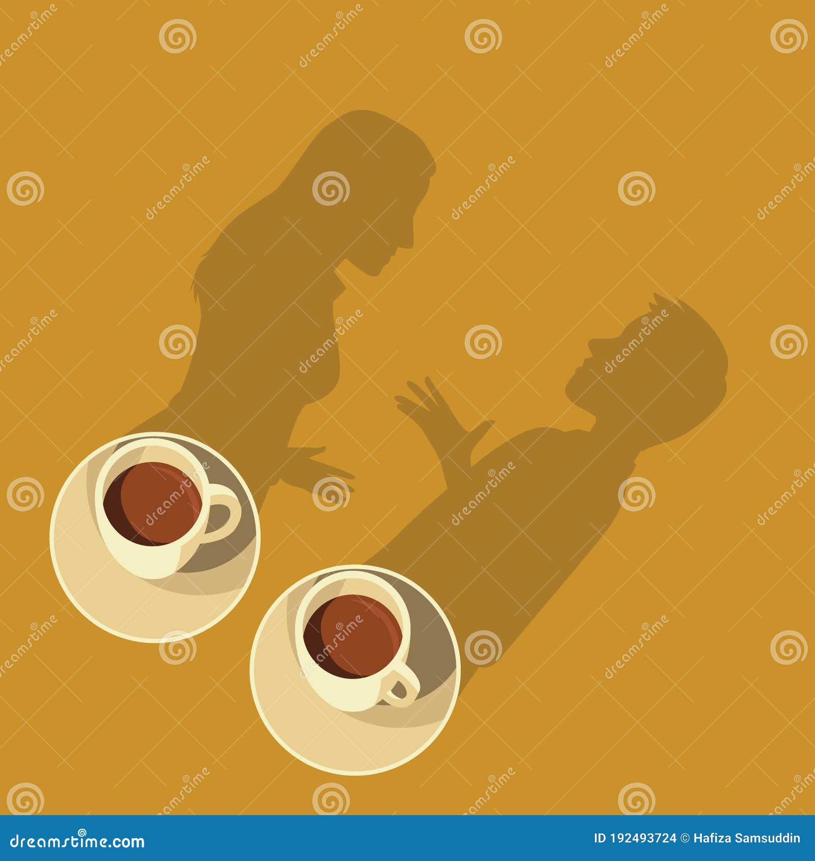 Talk Over Coffee Concept. Vector Illustration Decorative Design Stock ...