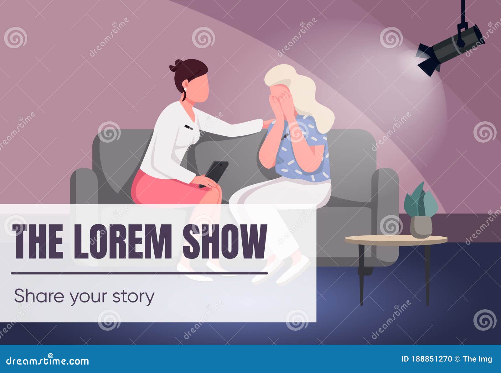 Talk Show Banner Flat Vector Template Stock Vector - Illustration of ...