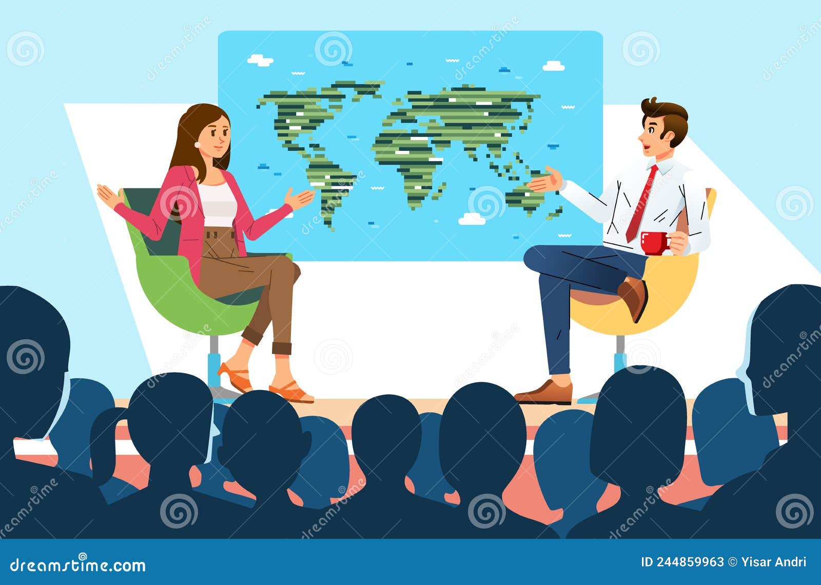 Talk Show Interview with Interviewees and Host on Stage, in Front of ...