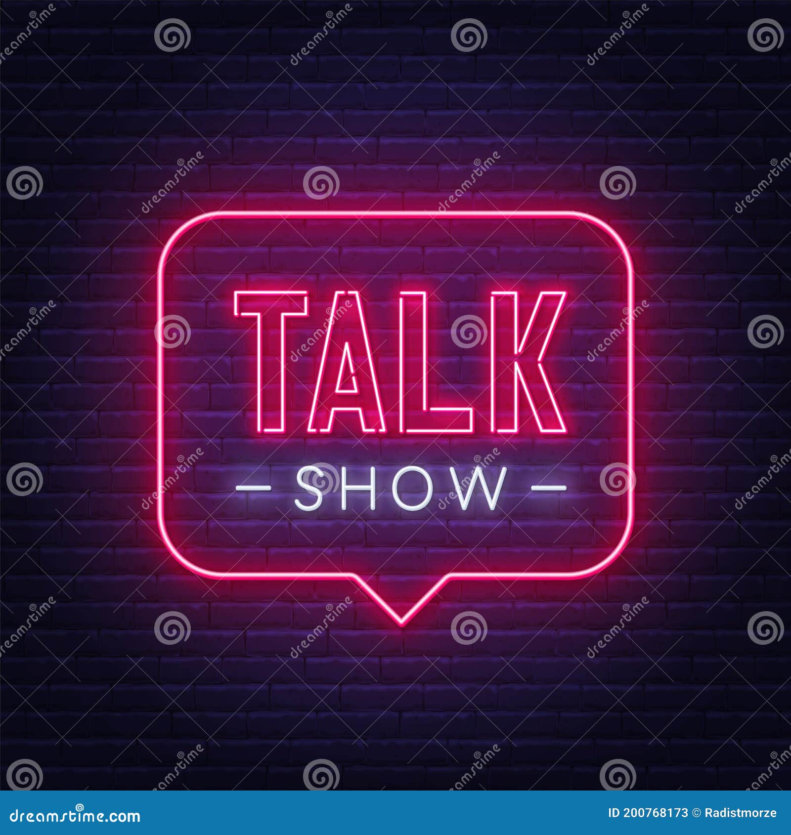 Talk Show Neon Sign on Brick Wall Background. Stock Vector ...