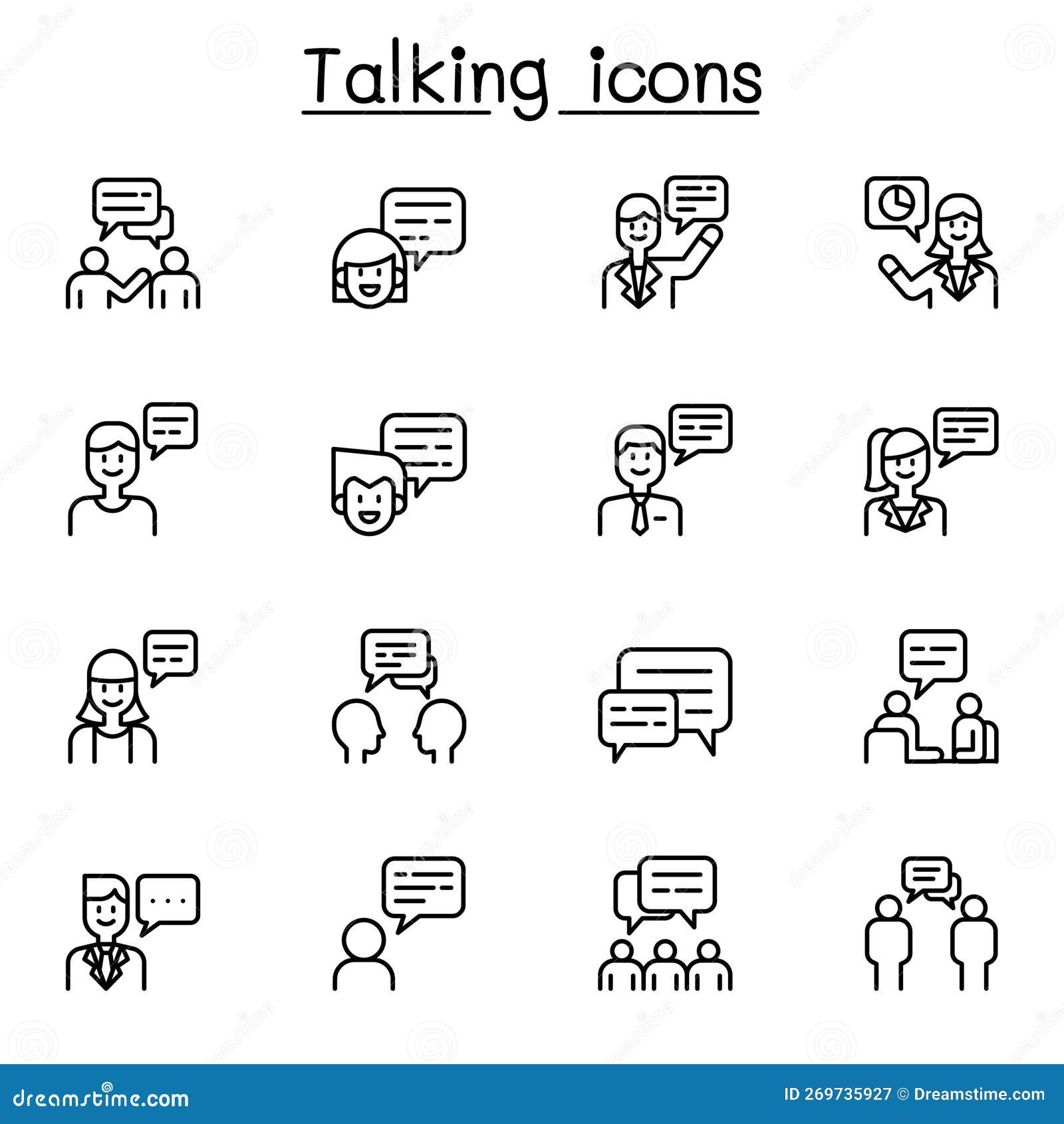 Talk, Speech, Discussion, Dialog Icon Set in Thin Line Style Stock ... Talk, Speech, Discussion, Dialog Icon Set in Thin Line Style Stock ...