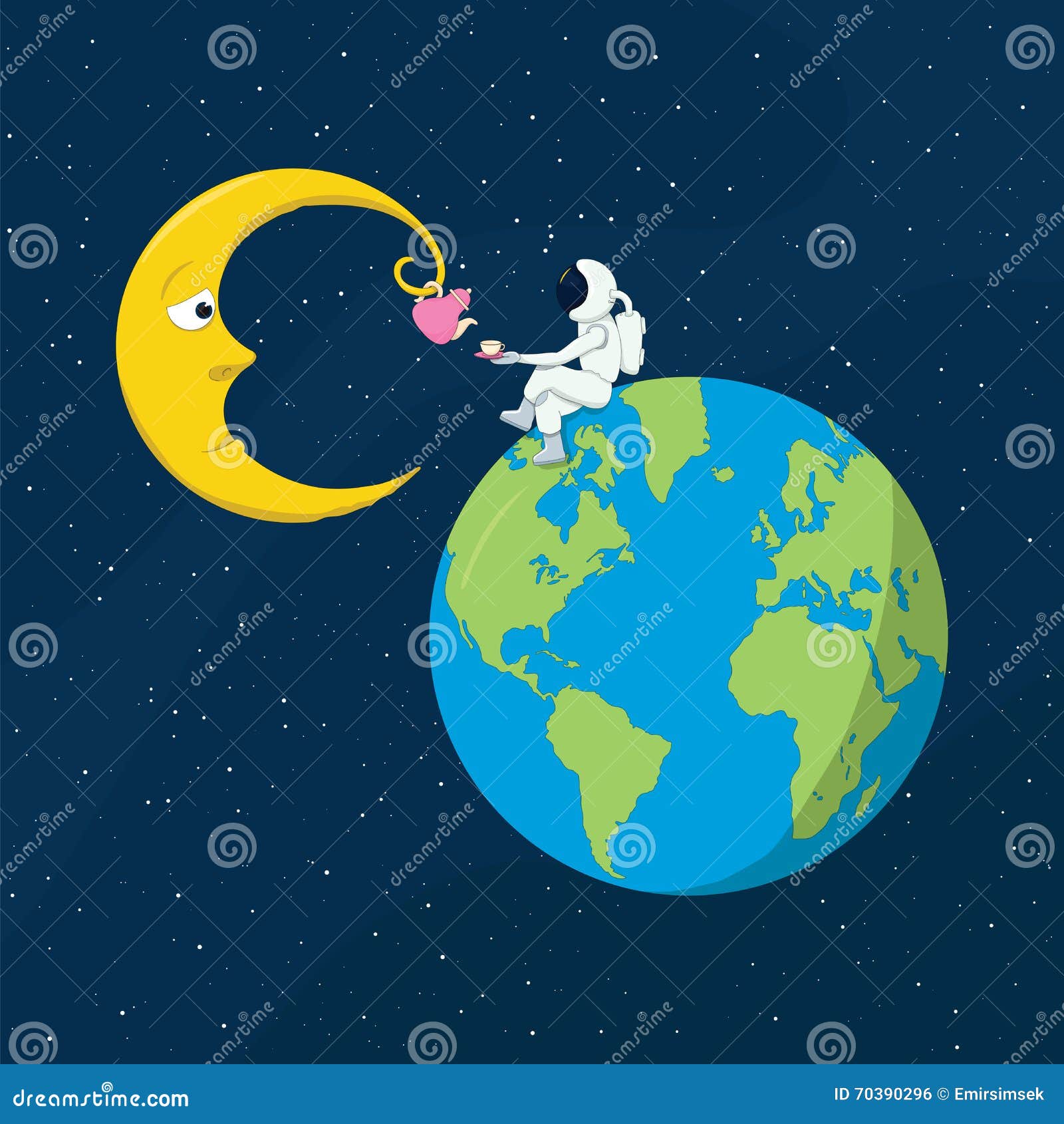 Talk to the Moon stock vector. Illustration of sitting - 70390296