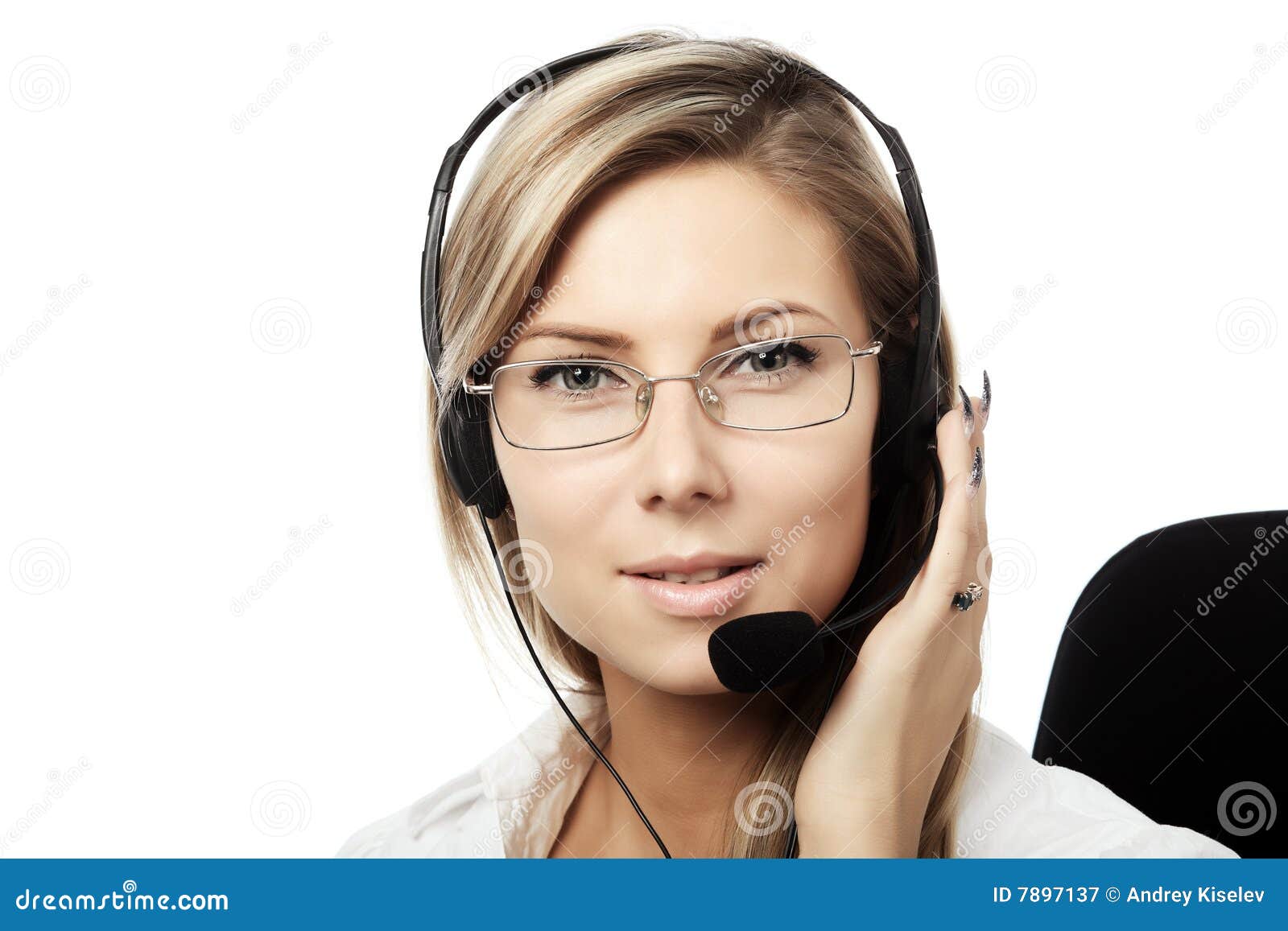Talking stock image. Image of face, headset, female, microphone - 7897137