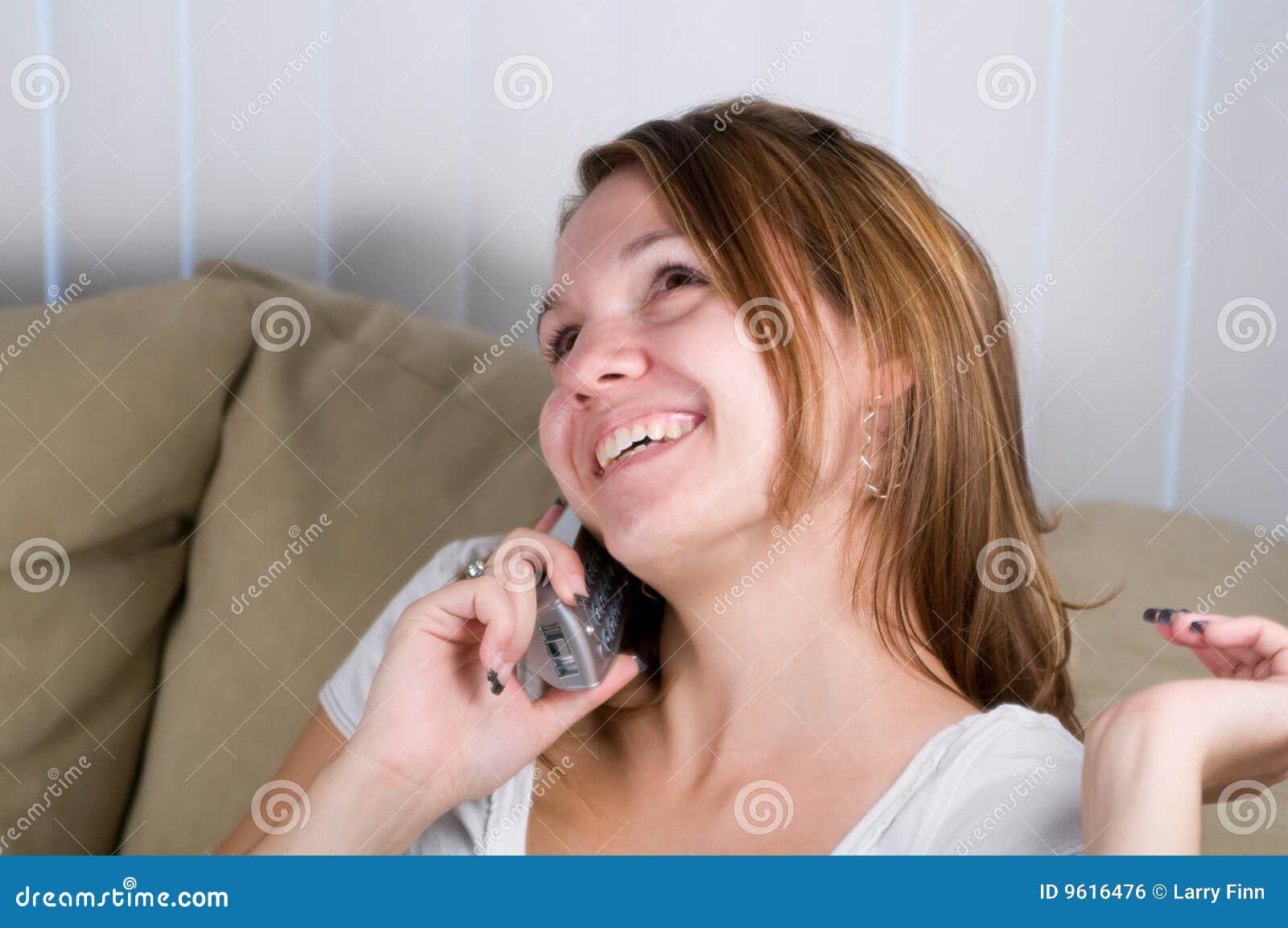 Talking Away stock photo. Image of pretty, joyful, phone - 9616476