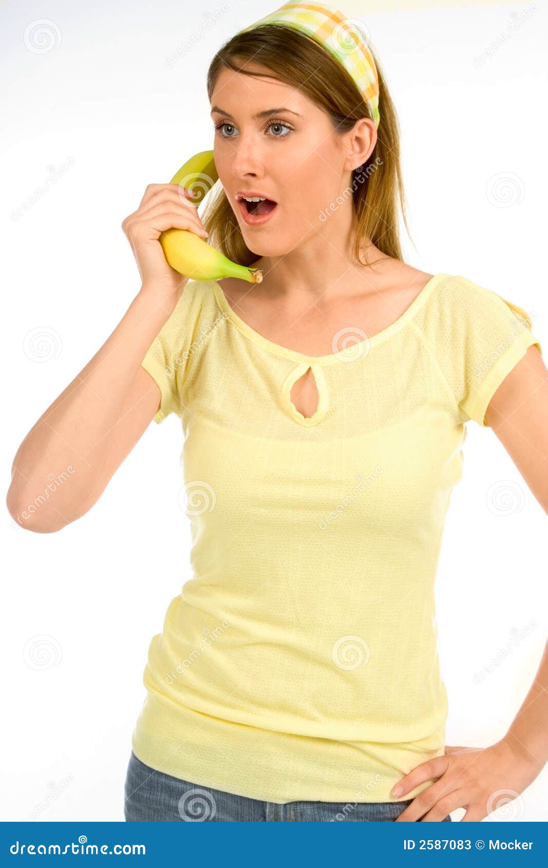 Talking on banana stock image. Image of caucasian, calling - 2587083