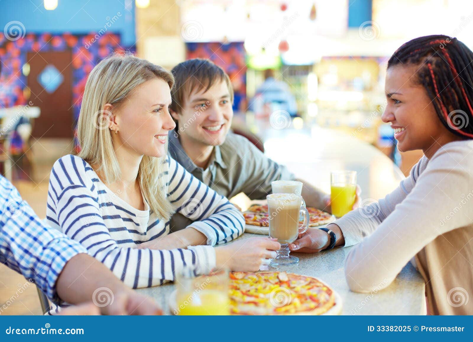 Talking in bar stock image. Image of food, feminine, drink - 33382025