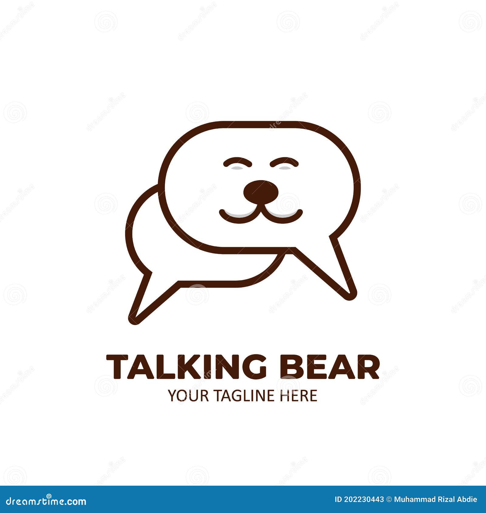 Talking Bear Logo Icon Comic Bubble Speech Outline Line Monoline Style ...