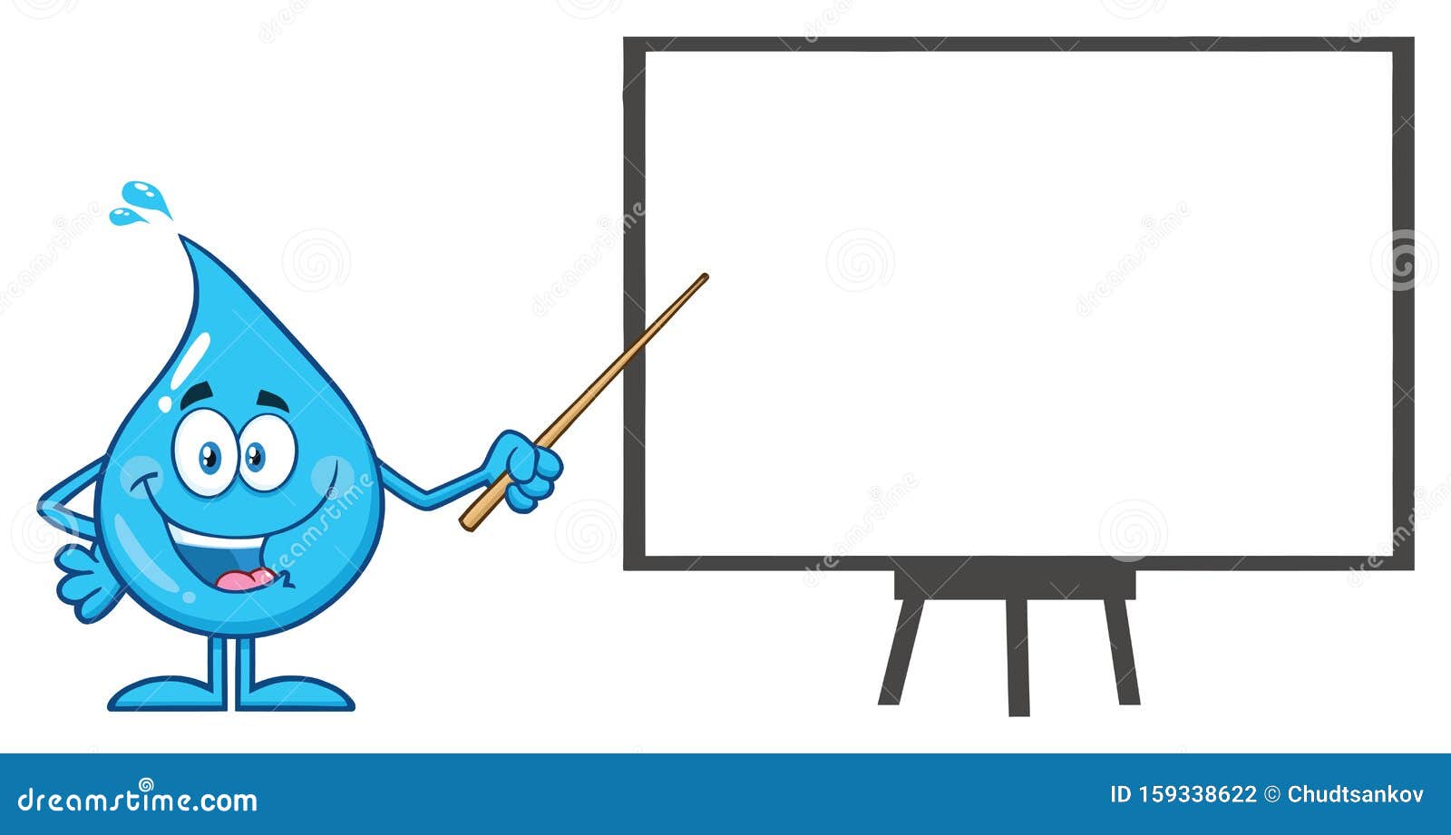 Talking Blue Water Drop Cartoon Mascot Character Using A Pointer Stick ...
