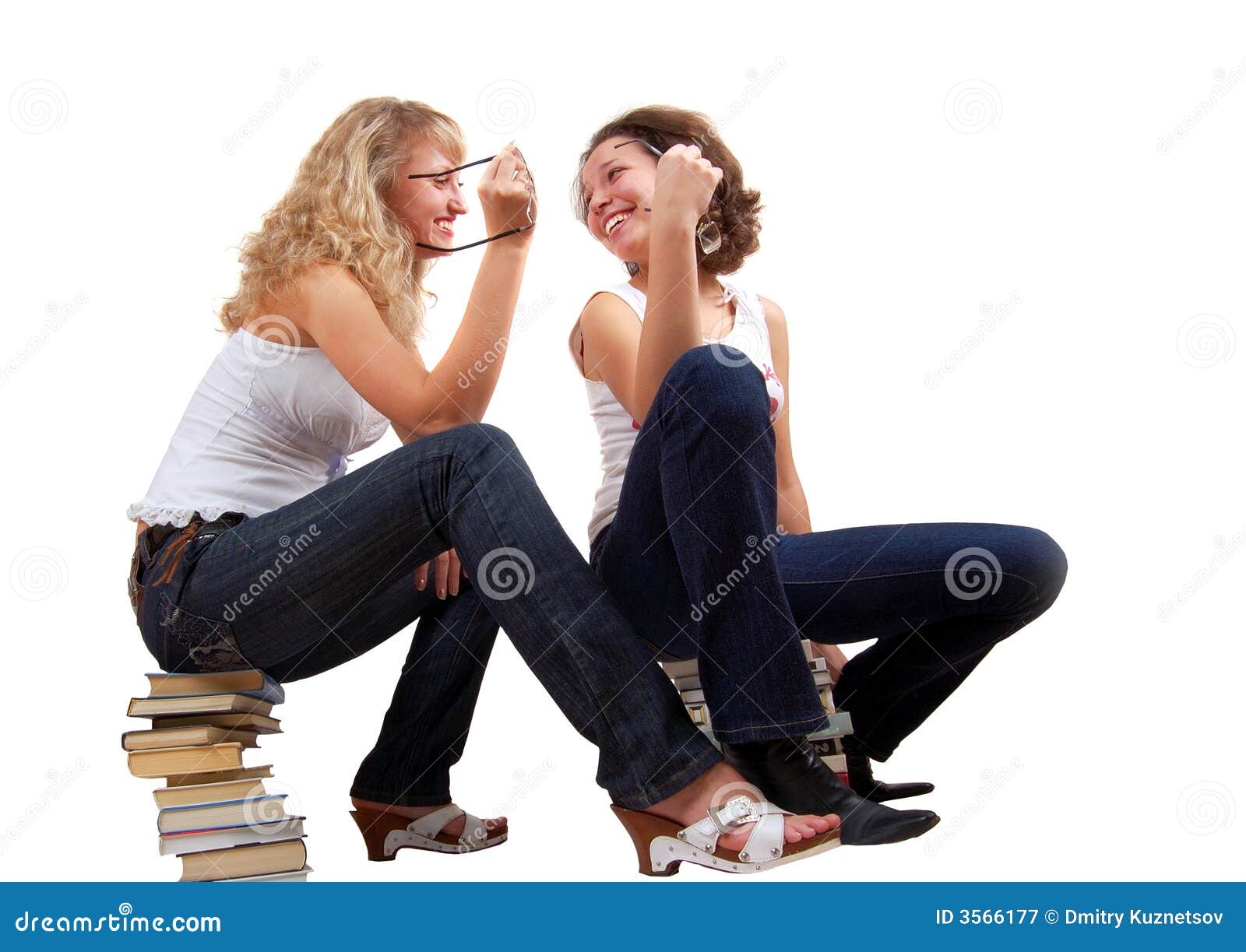 Talking on books stock image. Image of excitement, beautiful - 3566177