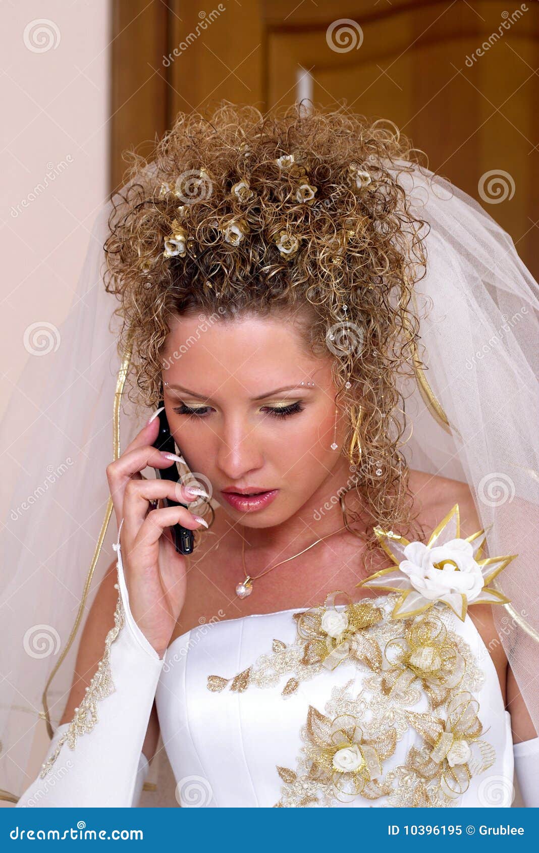 Talking bride stock image. Image of cell, matrimony, romance - 10396195
