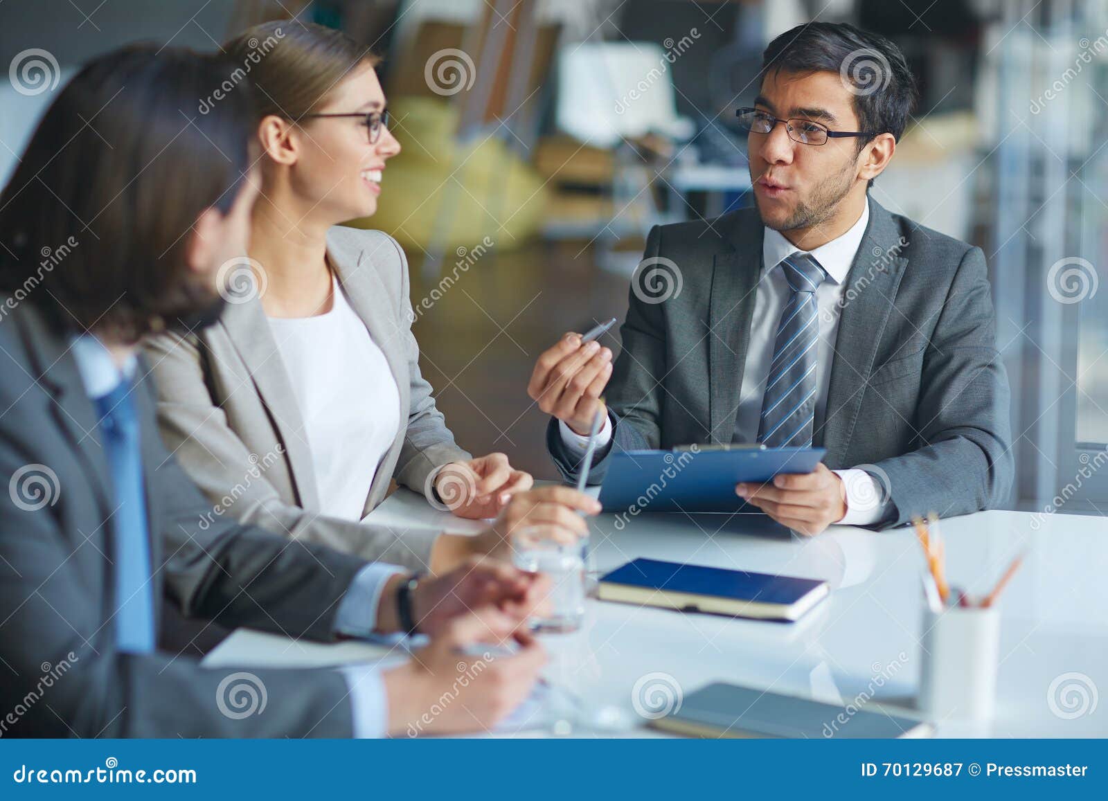 Talking at briefing stock image. Image of attention, group - 70129687
