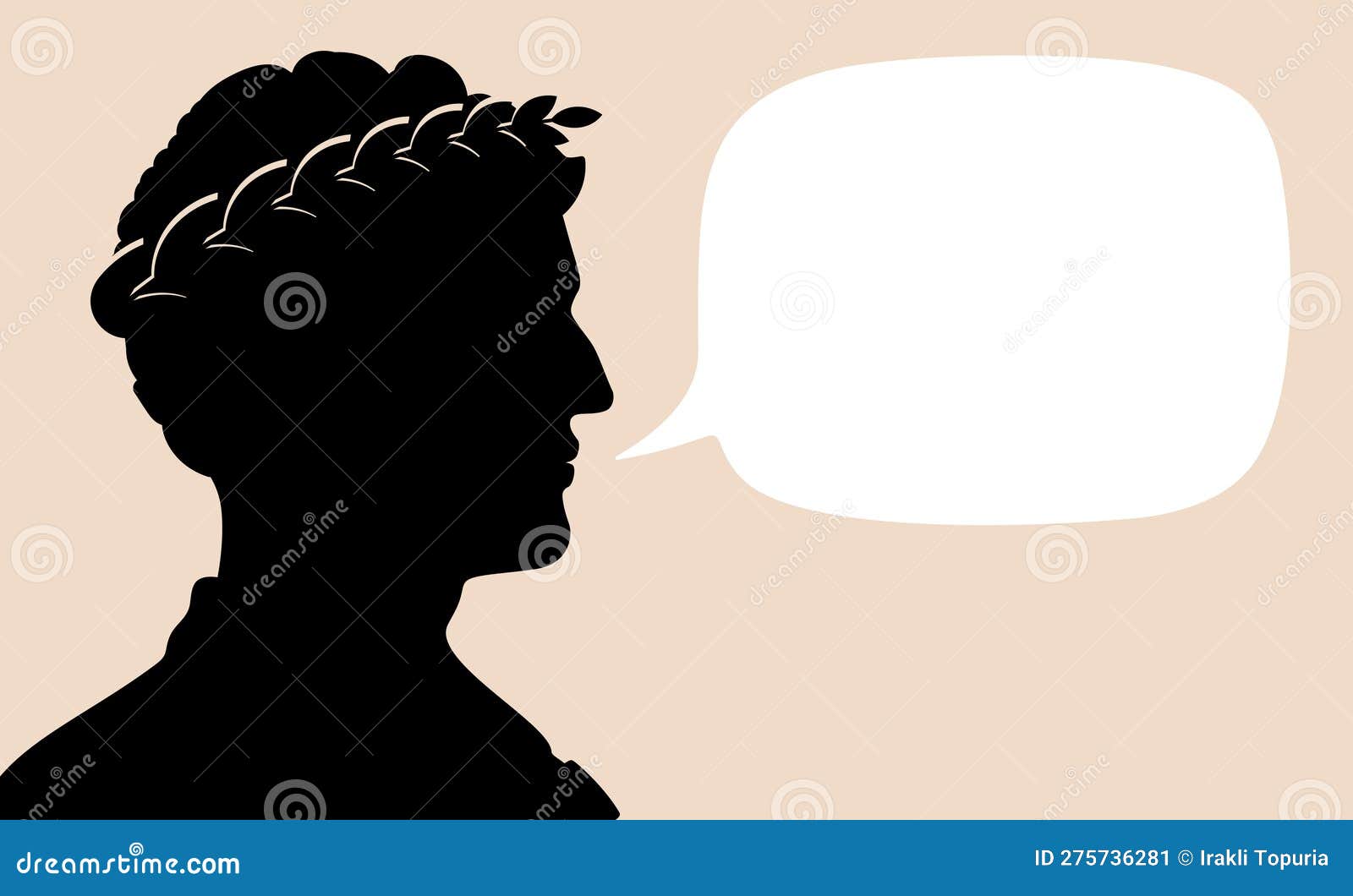 Talking Caesar with Empty Text Bubble. Black Silhouette Flat Style ...