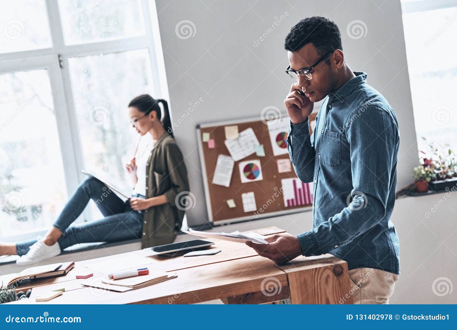 Talking with client. stock photo. Image of communication - 131402978