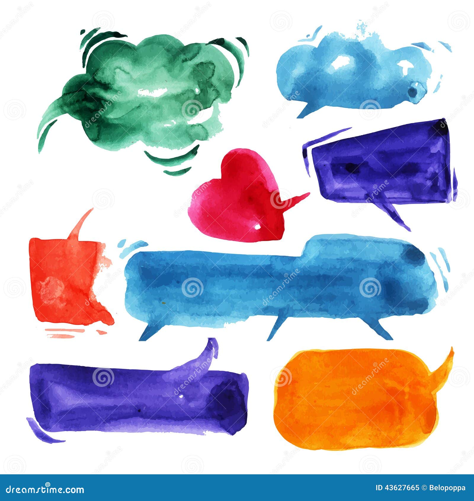 Talking Clouds in Watercolor. Stock Vector - Illustration of bright ...