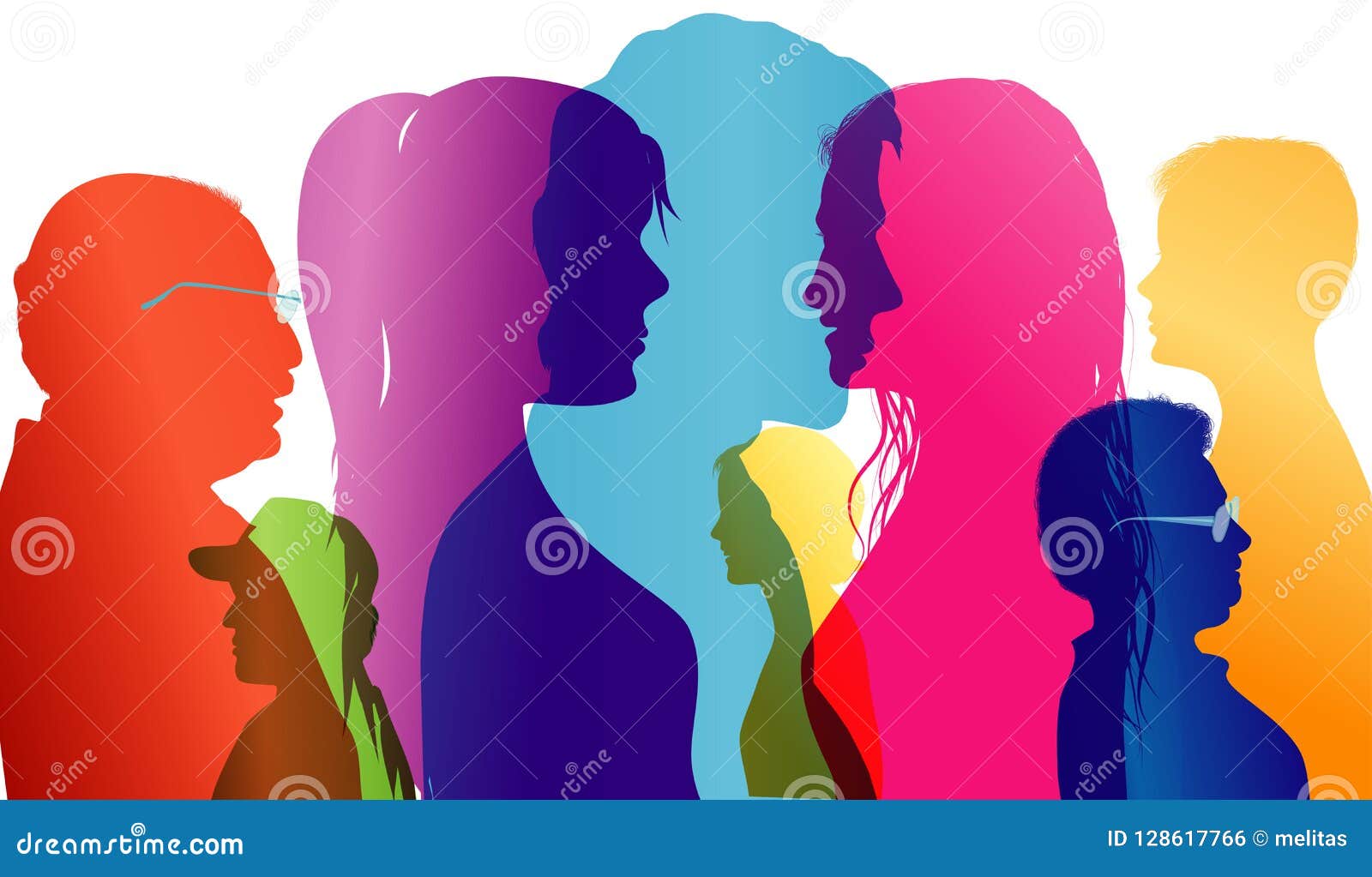 Talking Crowd. Dialogue Between People Of Different Ages. Colored ...