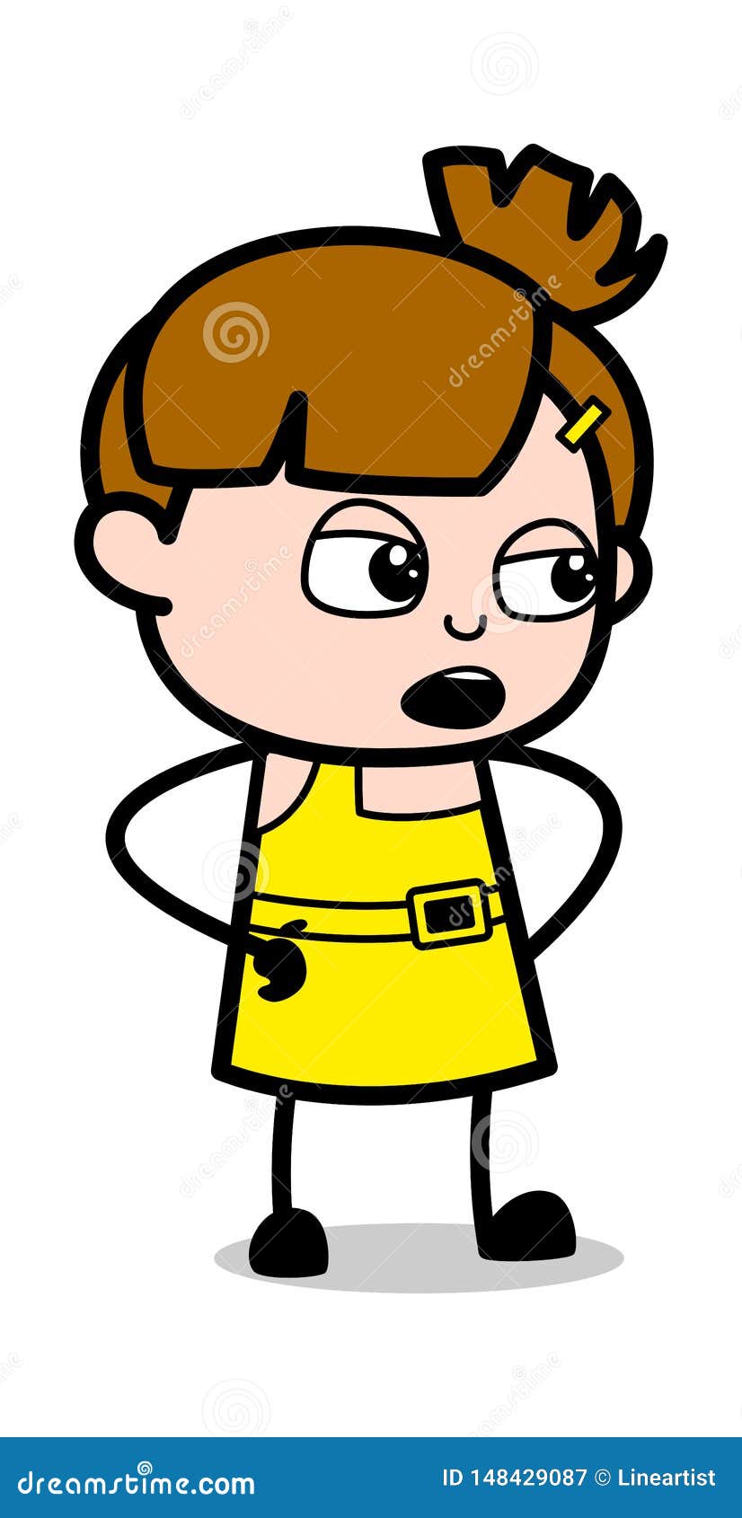 Talking - Cute Girl Cartoon Character Vector Illustration Stock ...