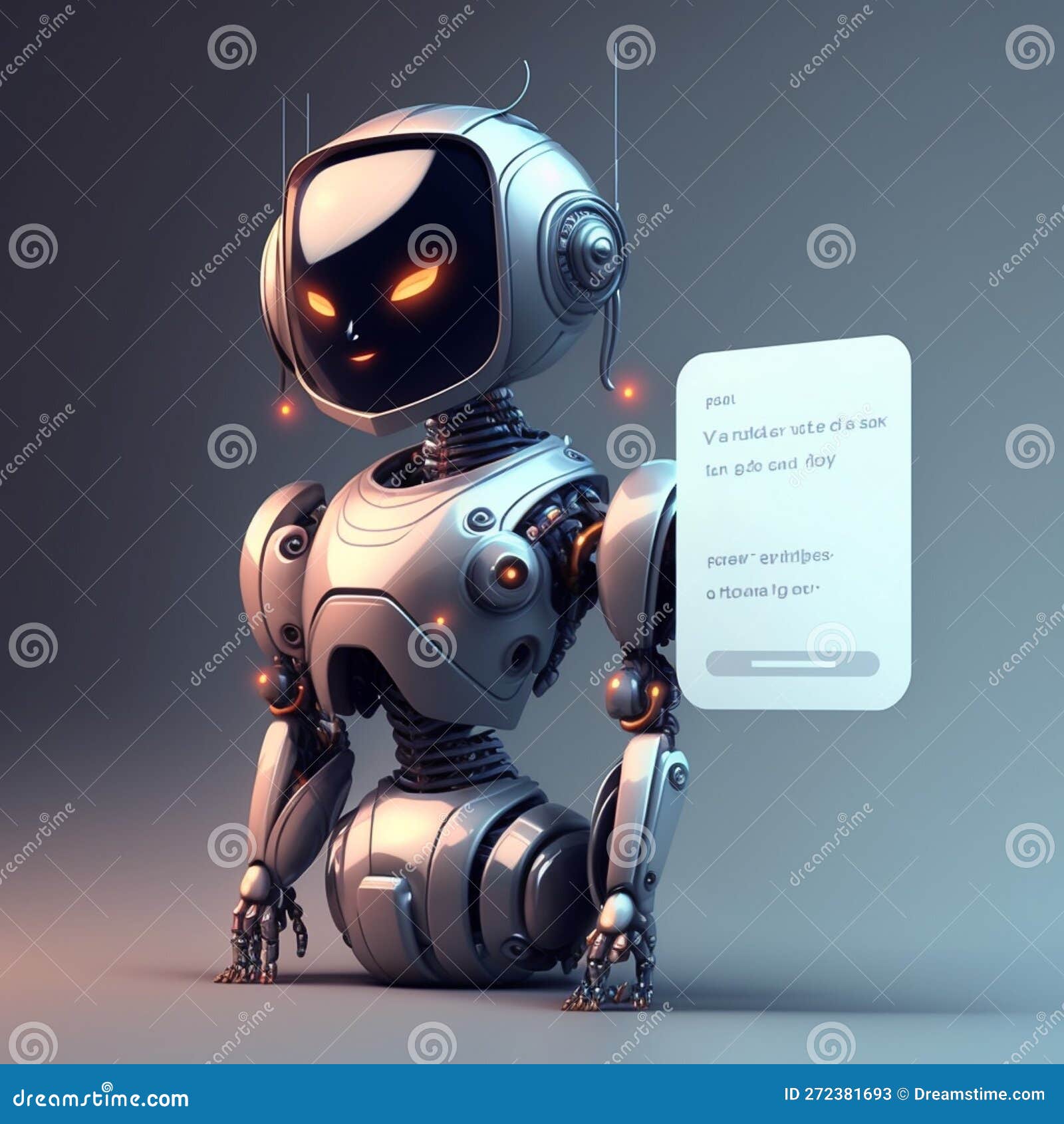 Talking Cute Robot with Artificial Intelligence. Concept of Chatbot ...