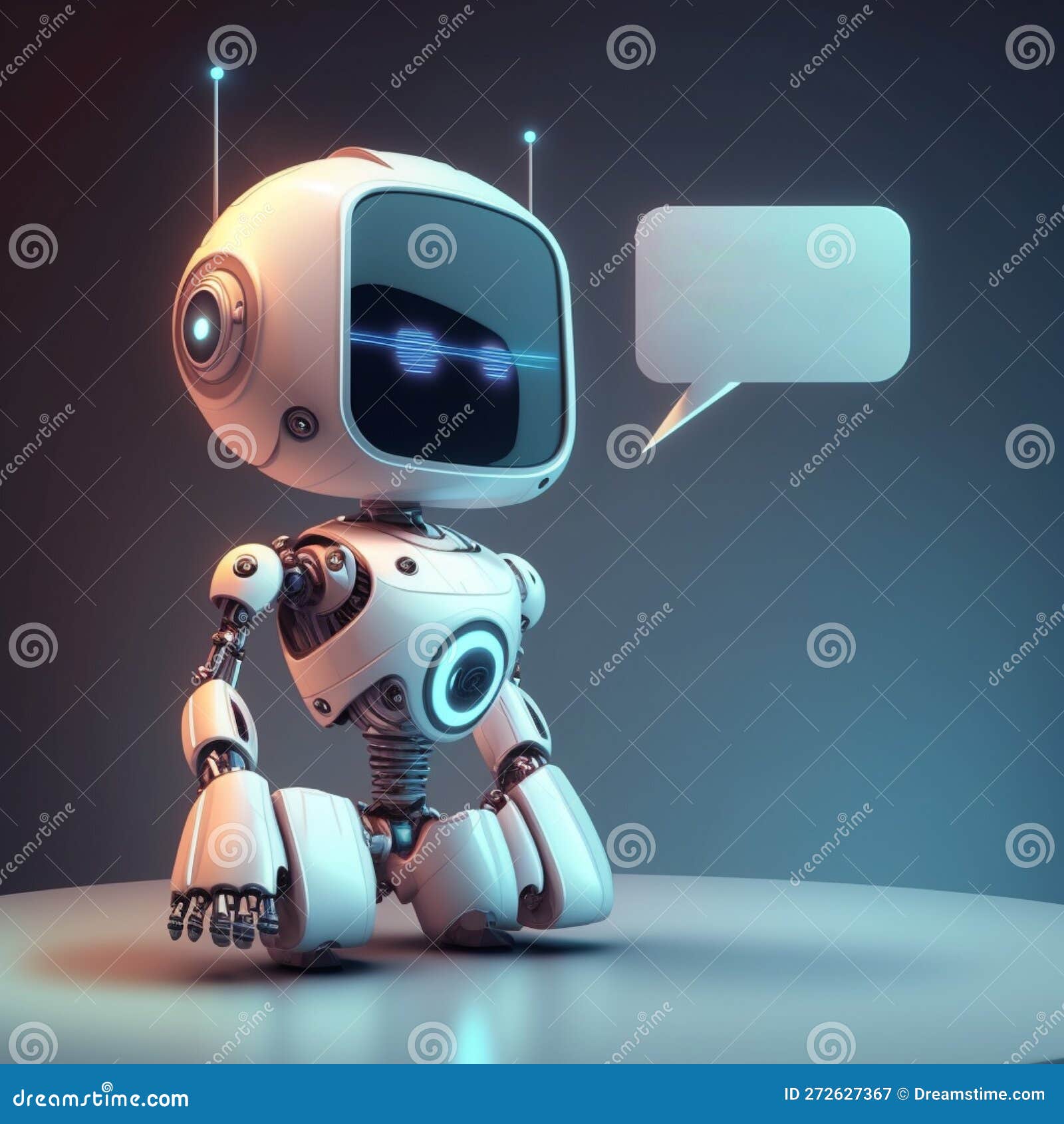 Talking Cute Robot with Artificial Intelligence. Concept of Chatbot ...