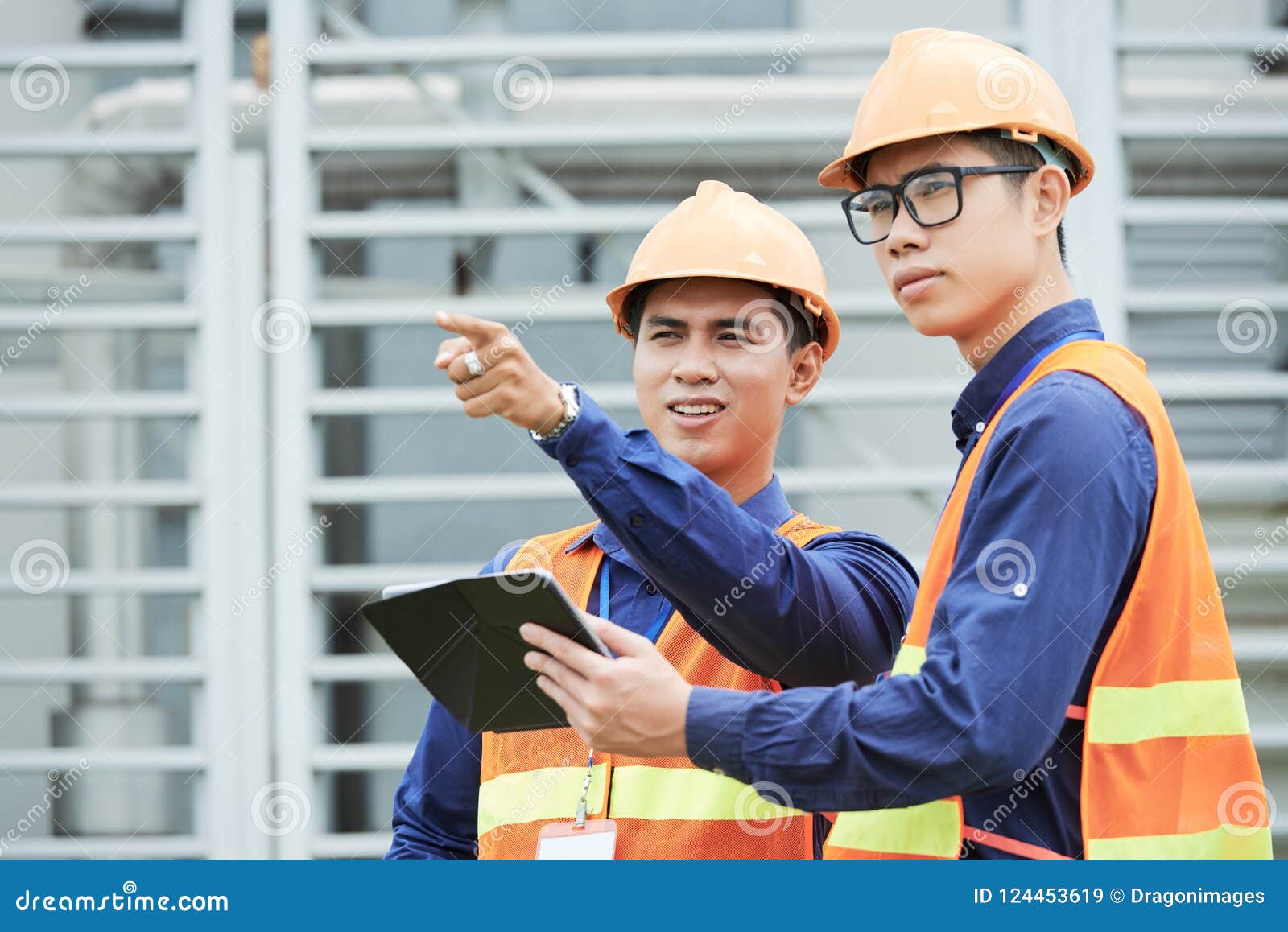 Talking engineers stock image. Image of worker, facility - 124453619
