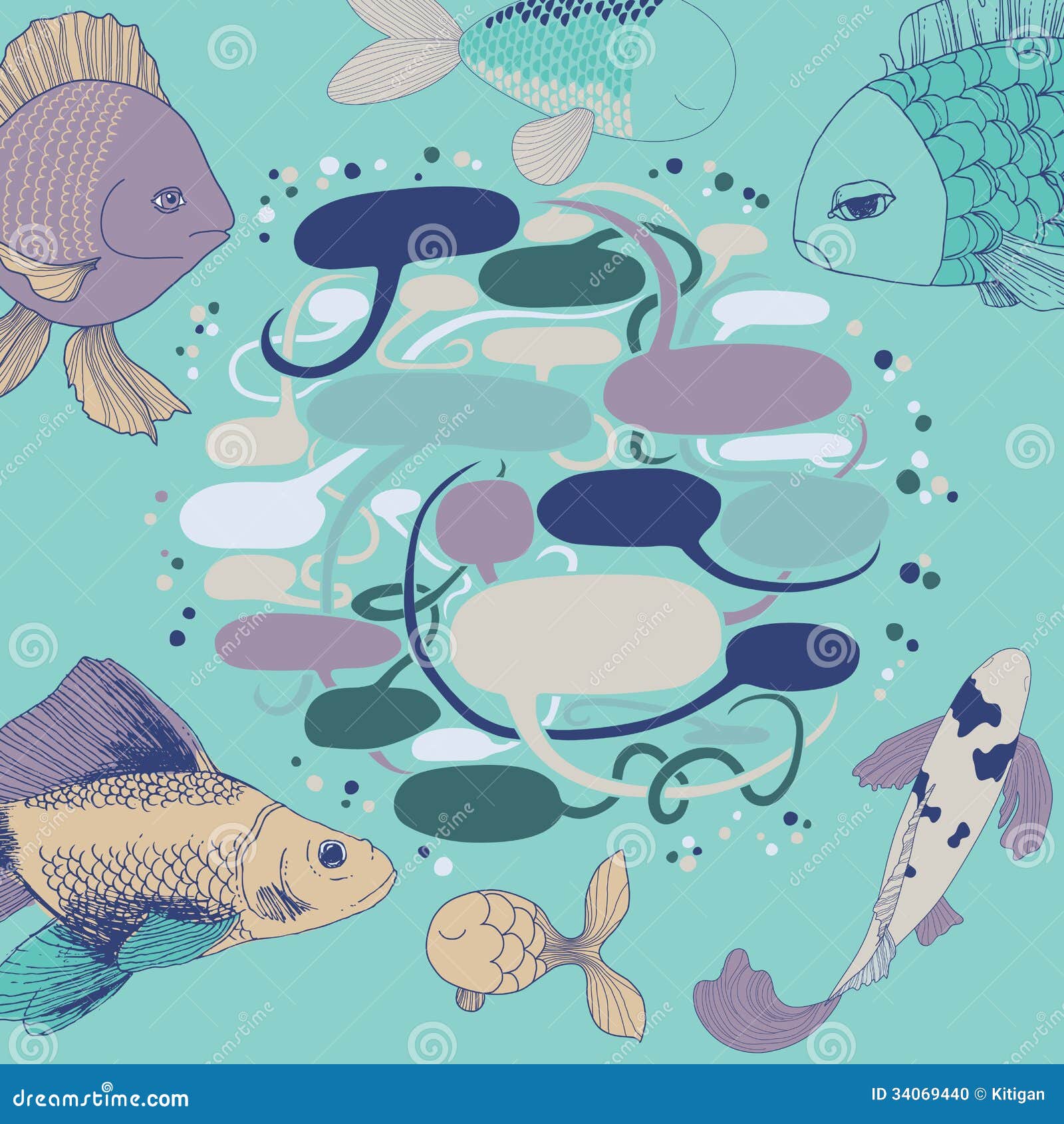 Talking Fishes stock vector. Illustration of cute, water - 34069440