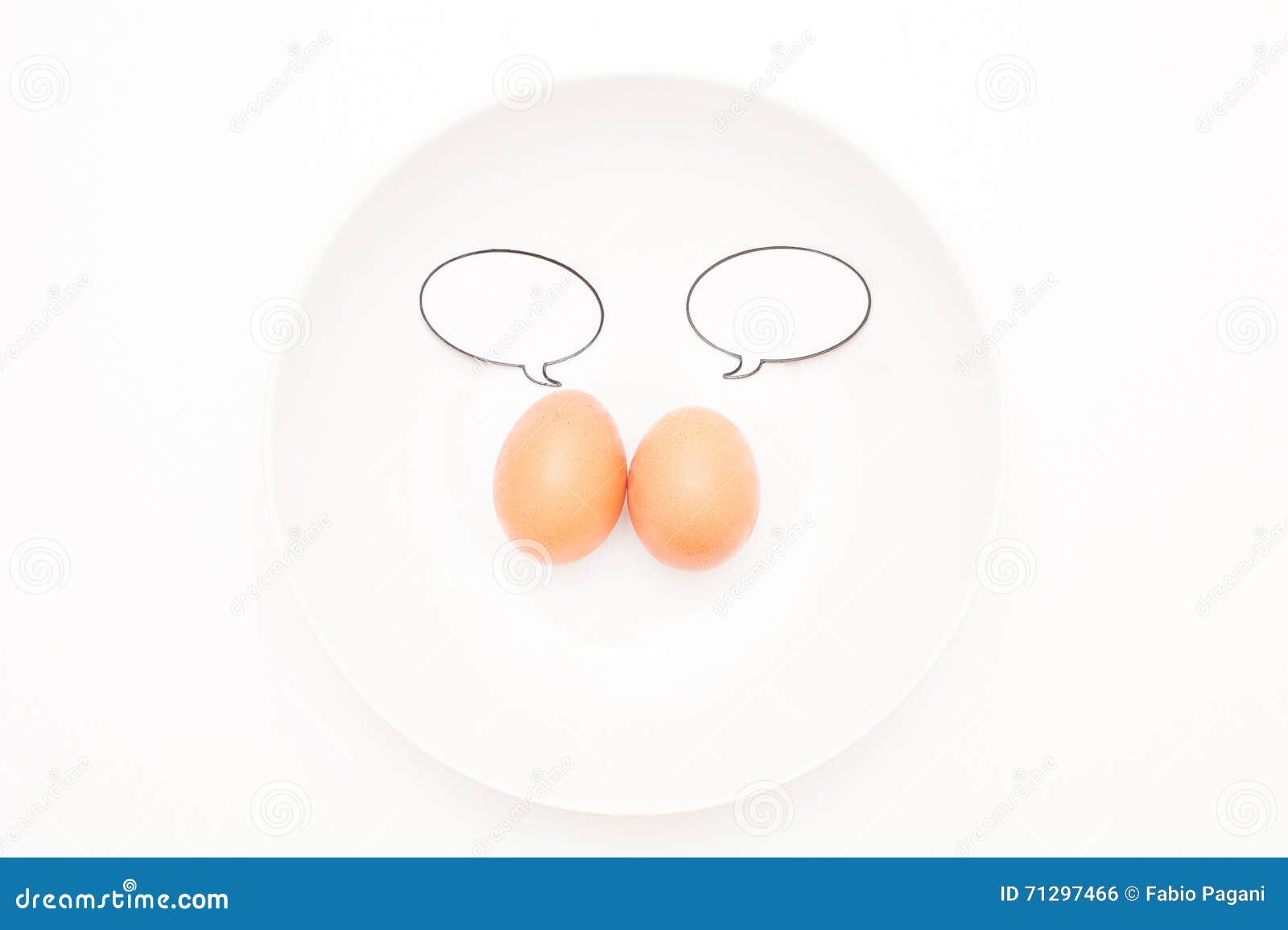 Talking Food: Two Eggs with Comic Labels Stock Photo - Image of voice ...