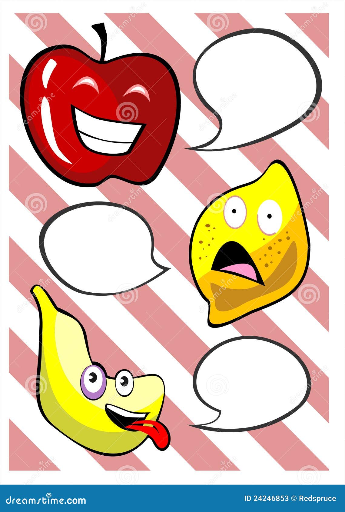 Talking Fruits With Speech Bubbles Stock Vector - Illustration of humor ...