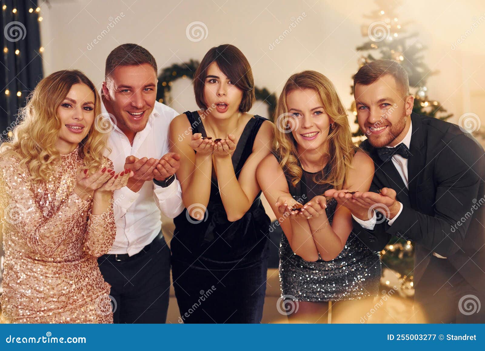 Talking and Having Fun. Group of People Have a New Year Party Indoors ... Talking and Having Fun. Group of People Have a New Year Party Indoors ...