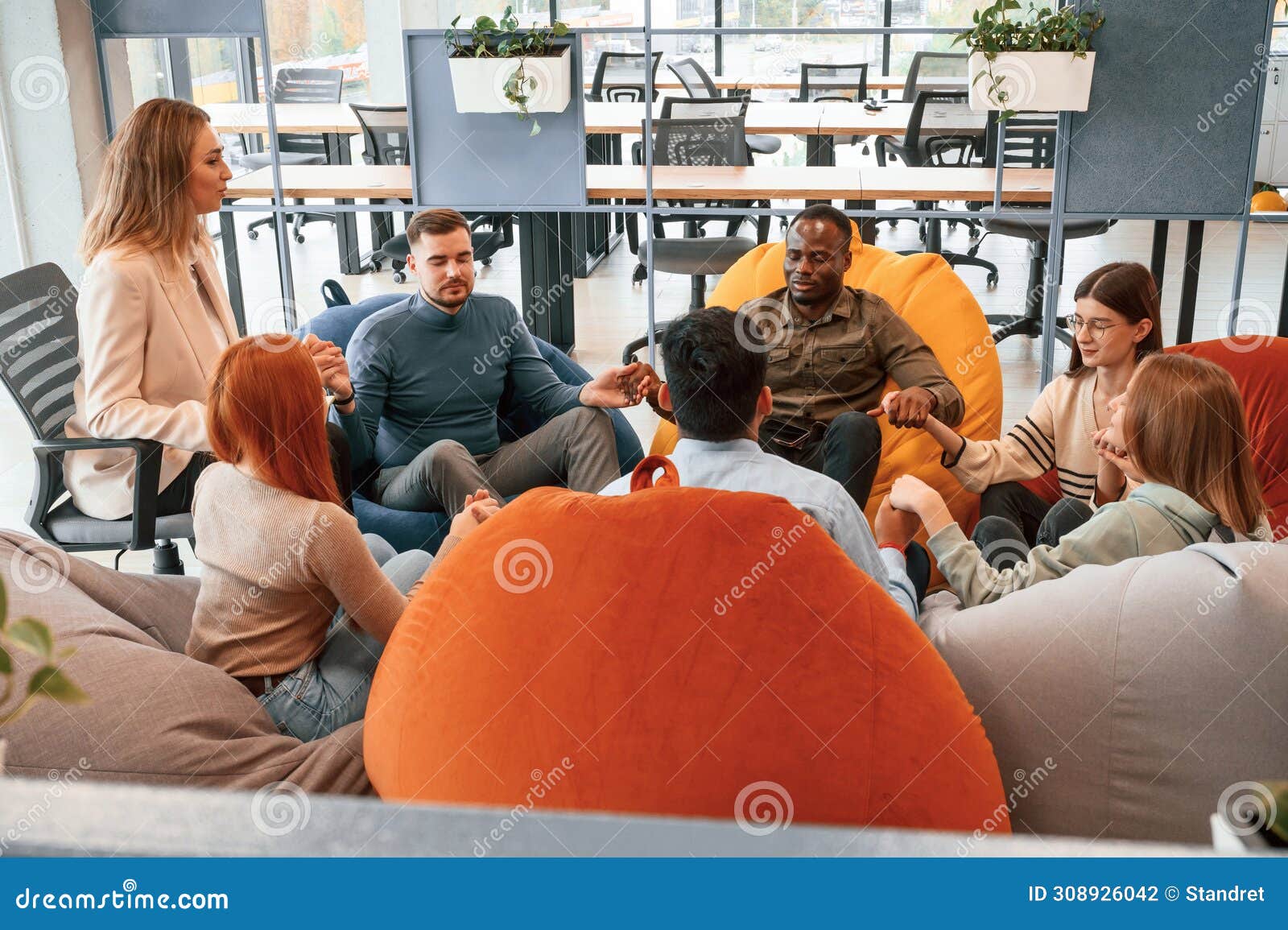 Talking, Helping Each Other. Group of People are Having Therapy Meeting ...