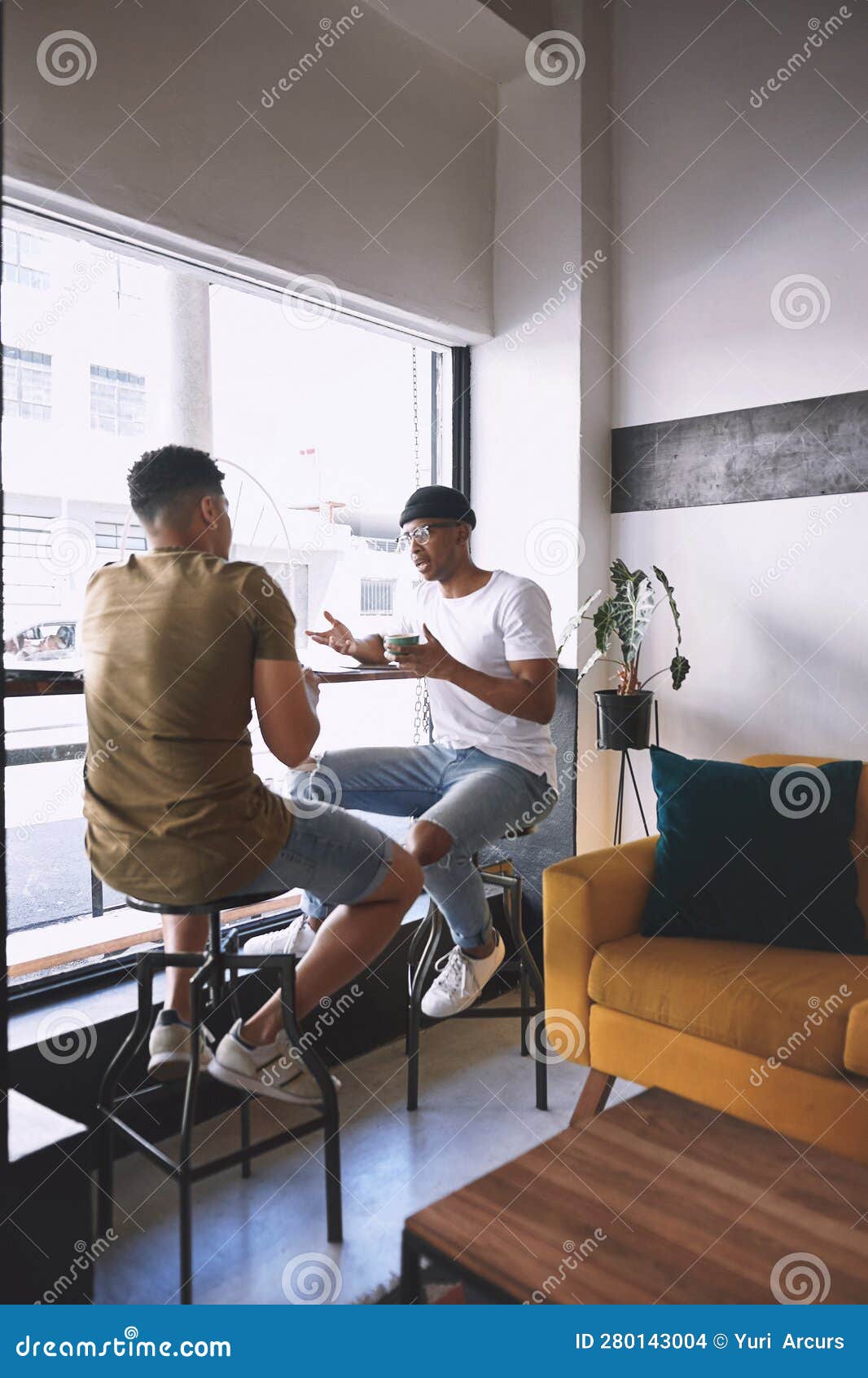 Talking about it always Helps. Two Young Men Talking while Having ...