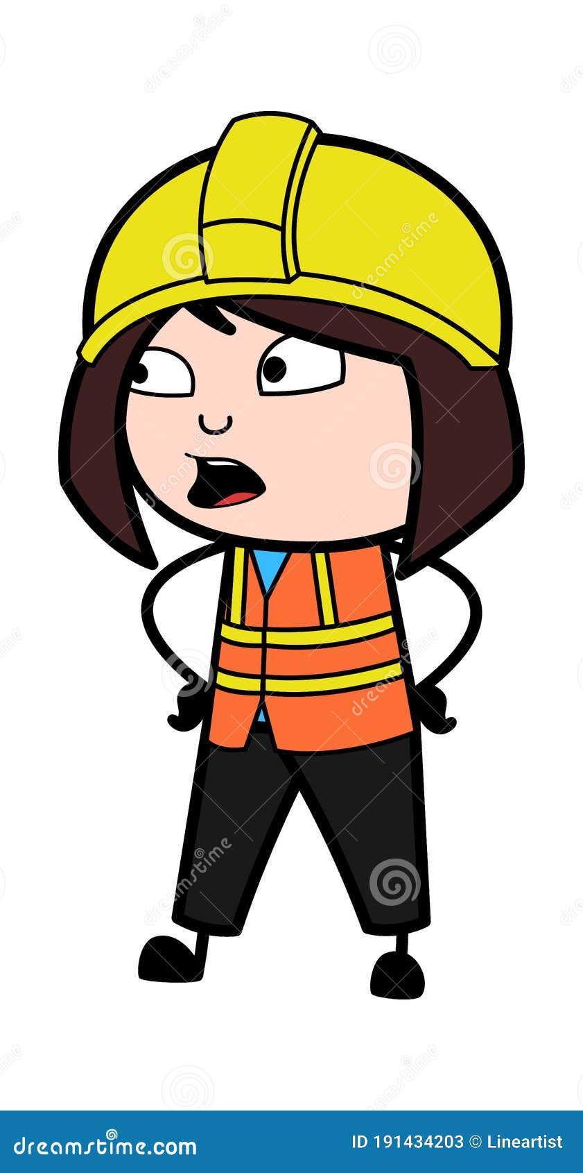 Talking Lady Engineer with Hands on Waist Cartoon Stock Illustration ...