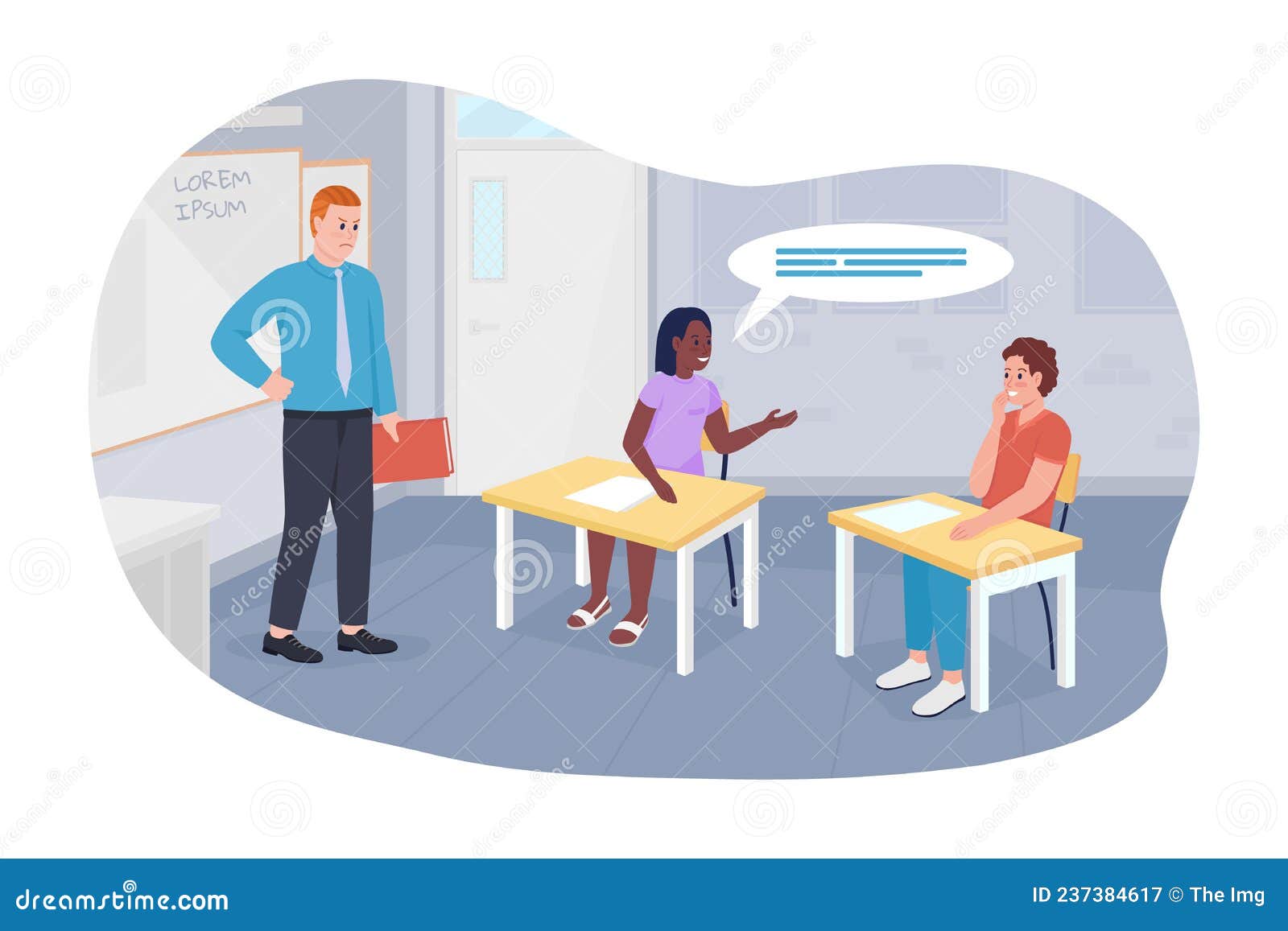 Talking during Lessons 2D Vector Isolated Illustration Stock Vector ...