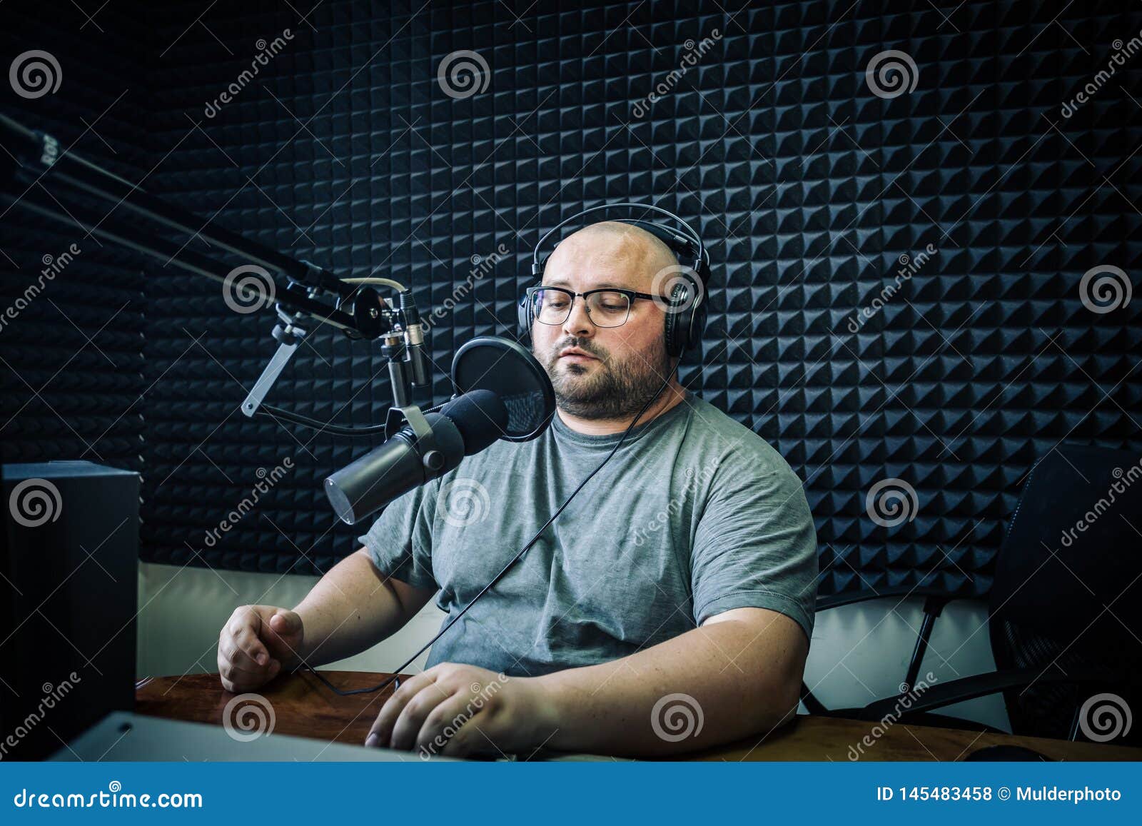 Talking Male Radio Presenter in Radio Station Stock Photo - Image of ...