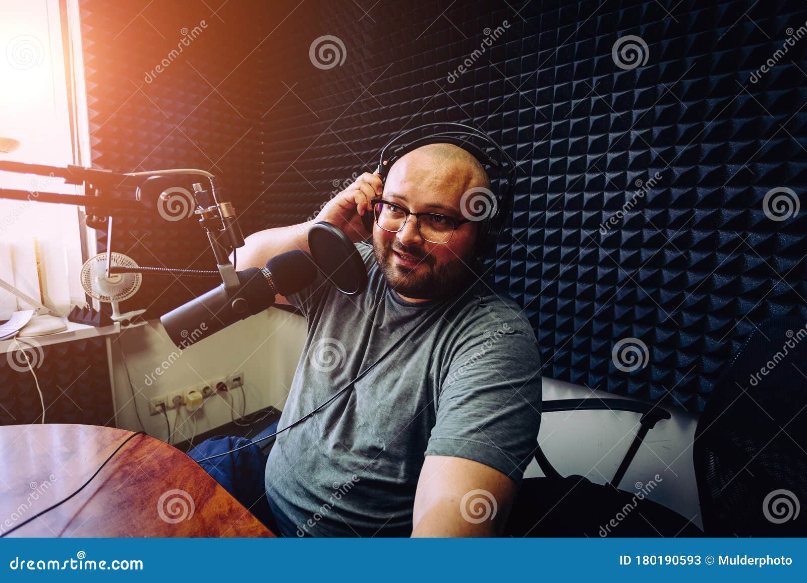 Talking Male Radio Presenter in Radio Station Stock Image - Image of ...