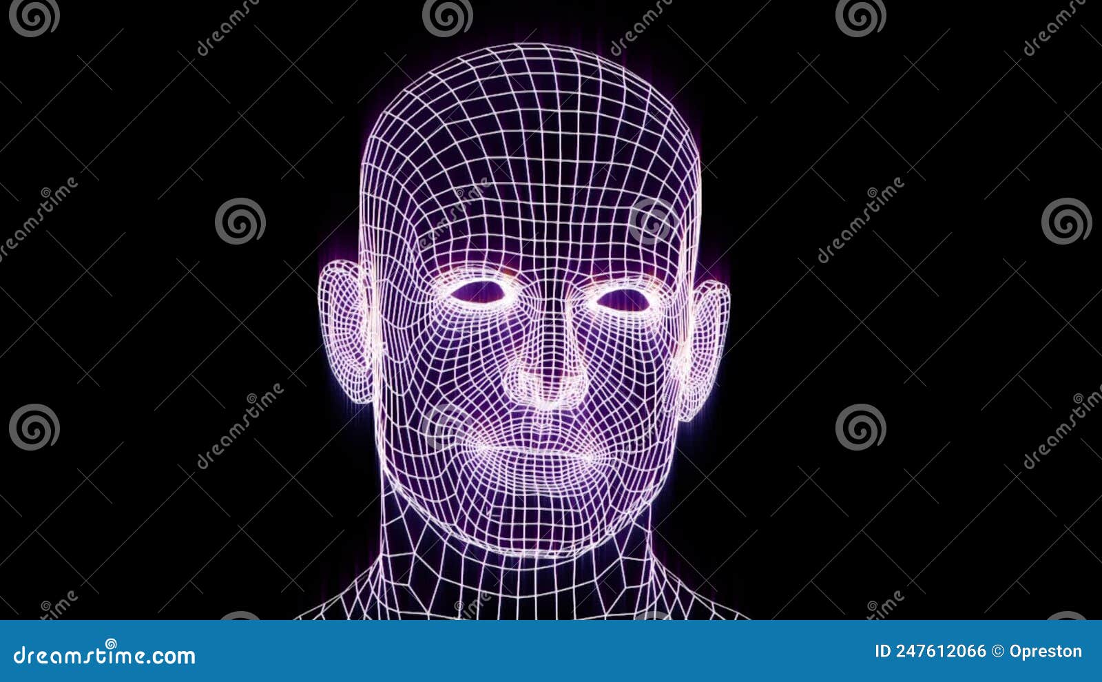 Talking Mesh Head. Grid Head Conversation Stock Footage - Video of neon ...