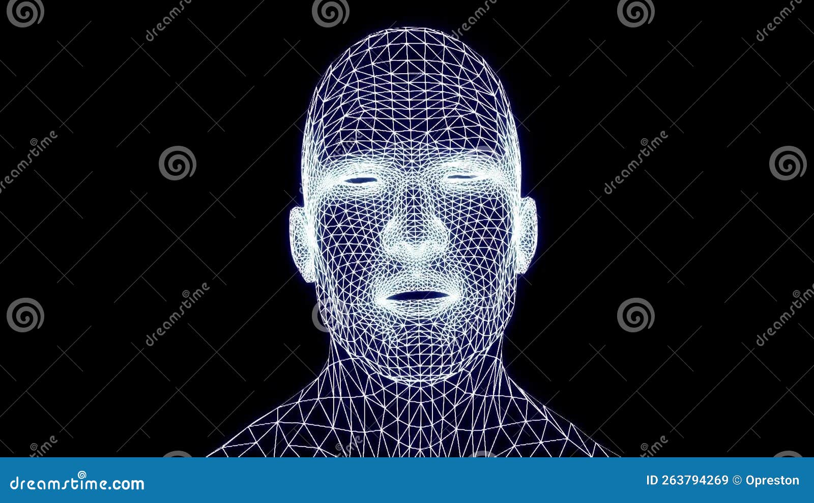 Talking Mesh Head. Speaking Head with Grid Texture. Animated Speaking ...