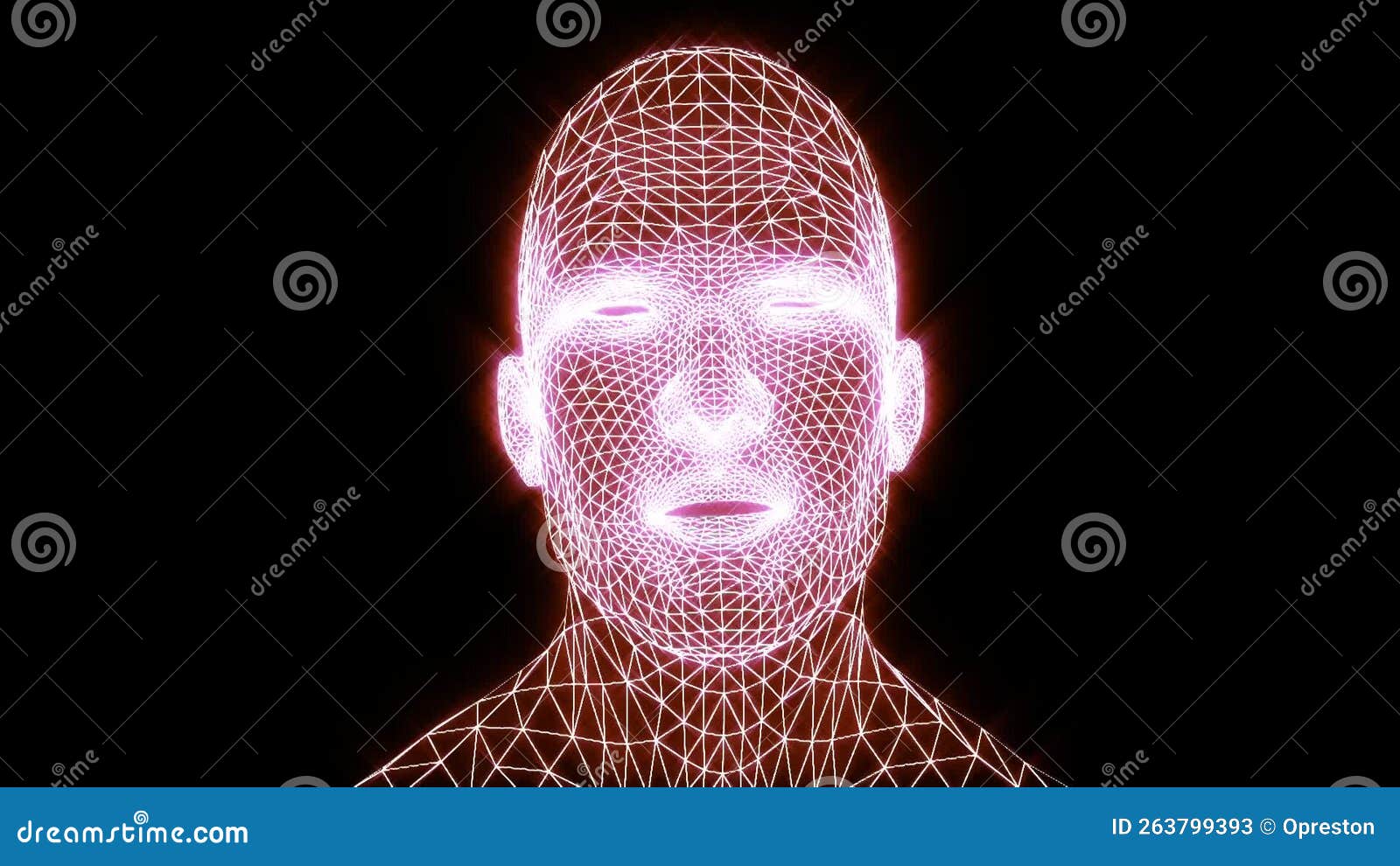 Talking Mesh Head. Speaking Head with Grid Texture. Animated Speaking ...
