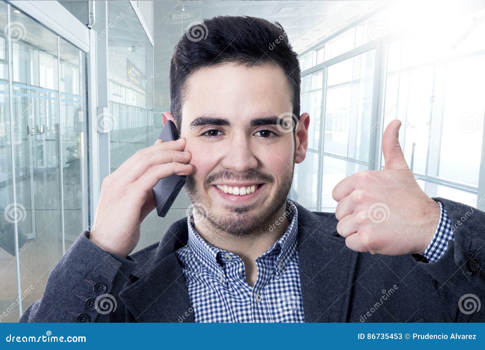 Talking on Mobile Phone at Ok Stock Image - Image of clients ...