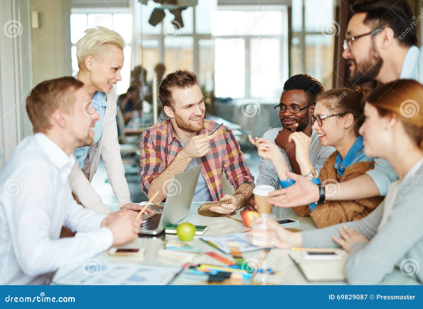 Talking in office stock image. Image of executive, businesspeople ...