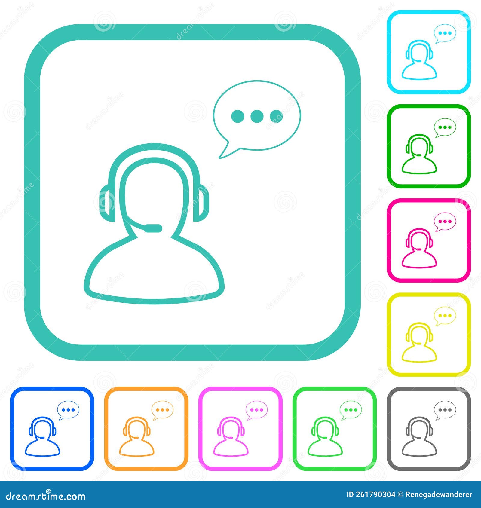 Talking Operator Active Outline Vivid Colored Flat Icons Stock Vector ...