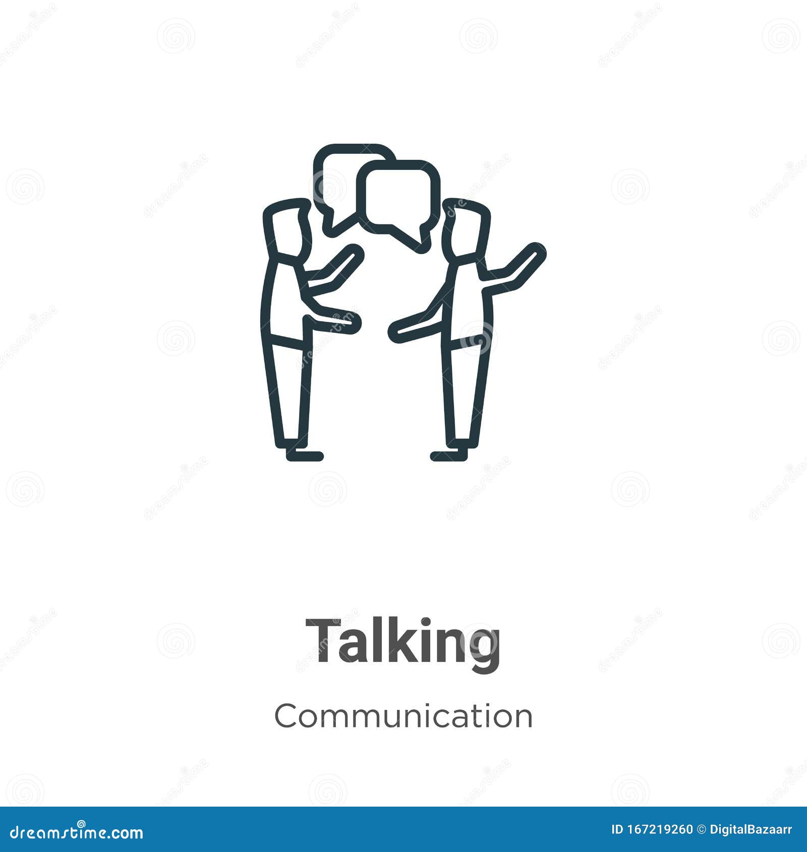 Talking Outline Vector Icon. Thin Line Black Talking Icon, Flat Vector ...
