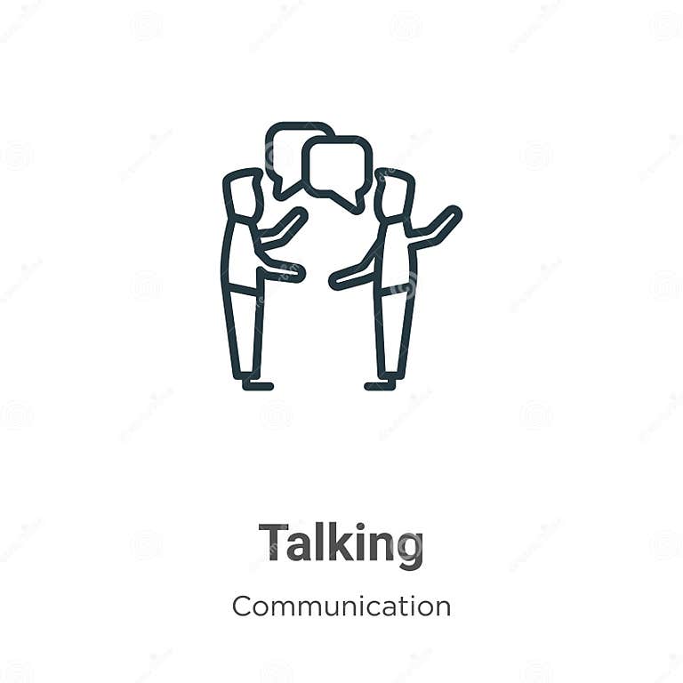 Talking Outline Vector Icon. Thin Line Black Talking Icon, Flat Vector ...