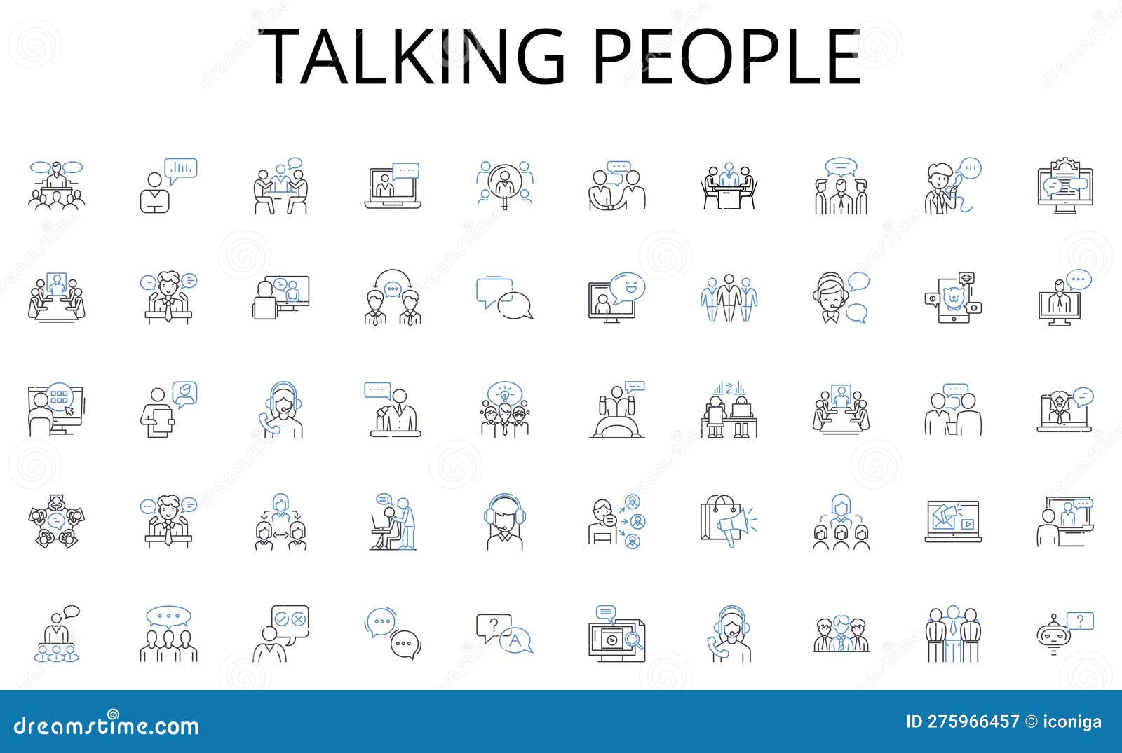Talking People Line Icons Collection. Classroom, Teamwork ...