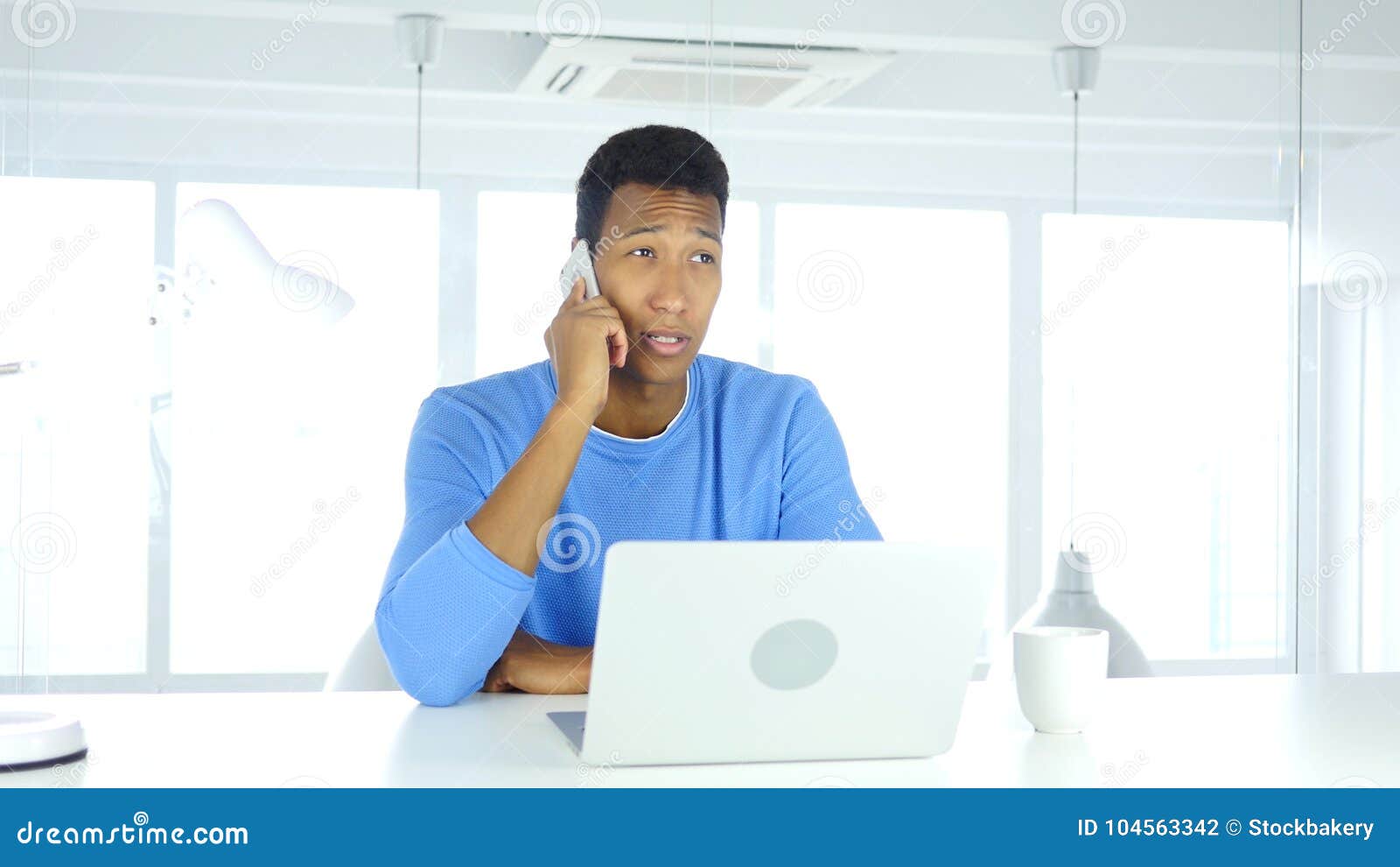 Talking on Phone, Attending Call at Work Stock Photo - Image of ...