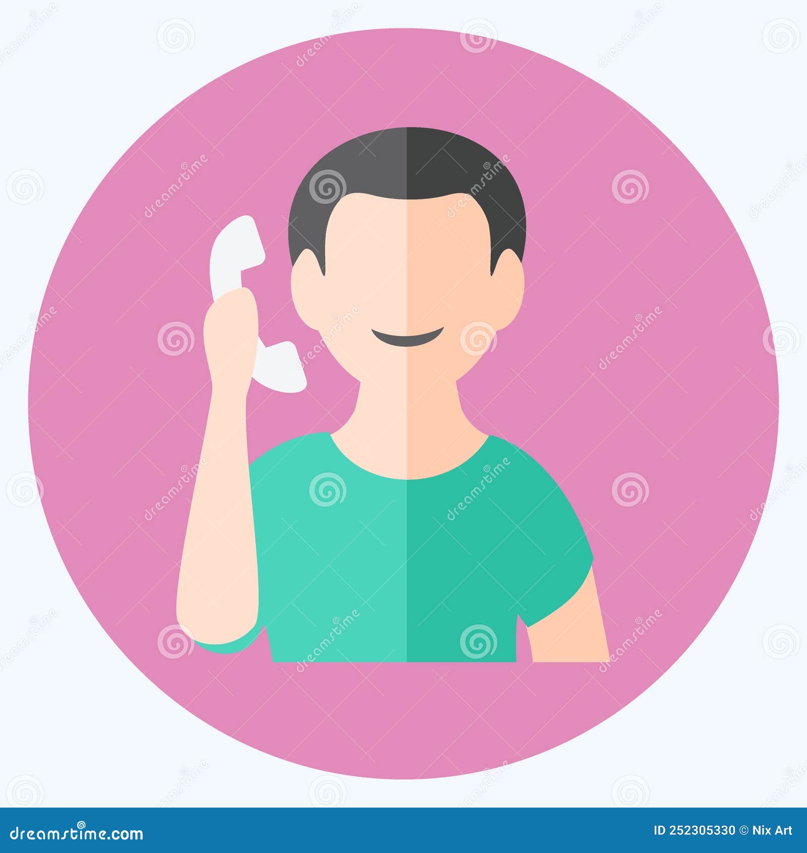 Talking on Phone Icon in Trendy Flat Style Isolated on Soft Blue ...