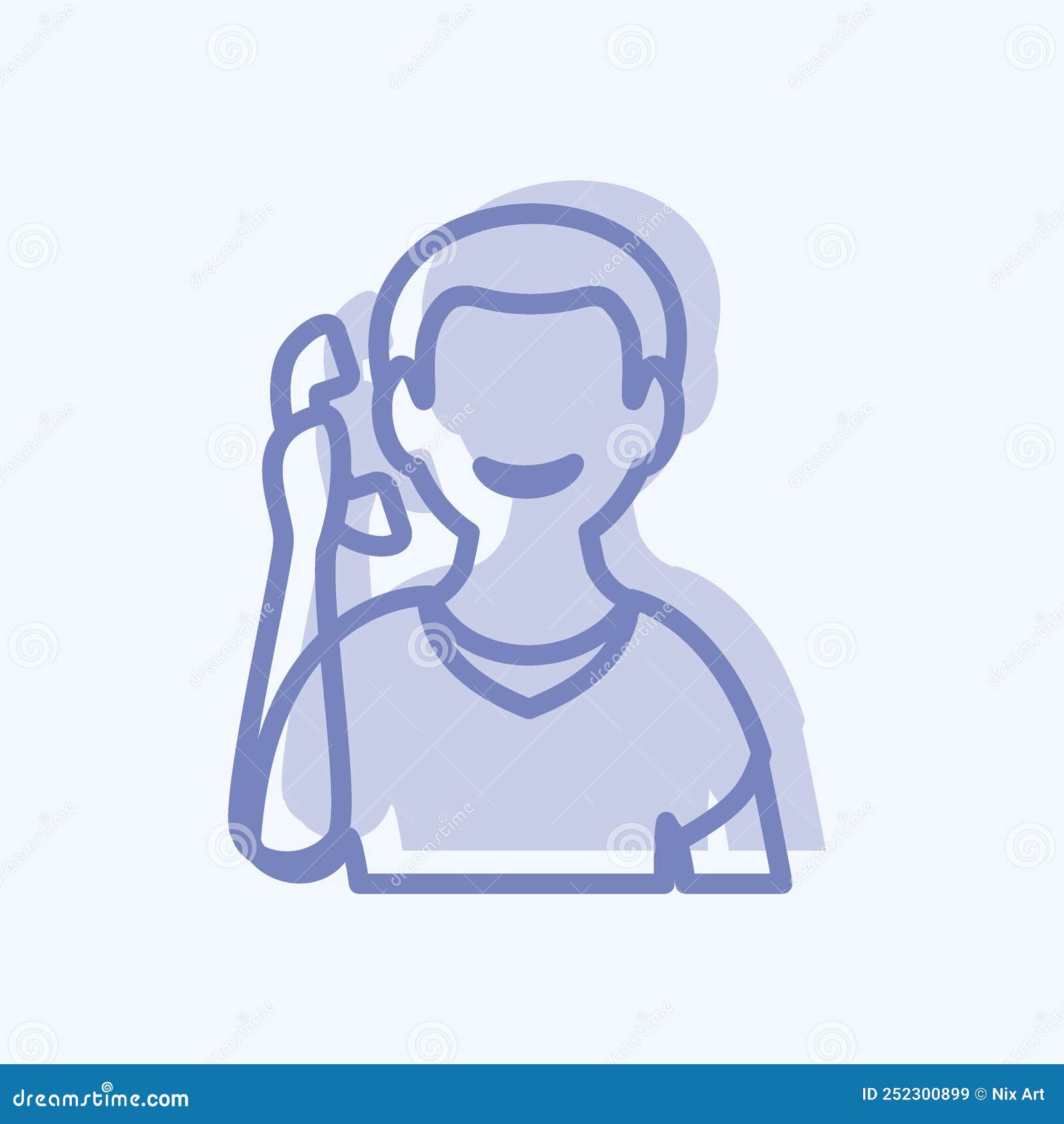 Talking on Phone Icon in Trendy Two Tone Style Isolated on Soft Blue ...