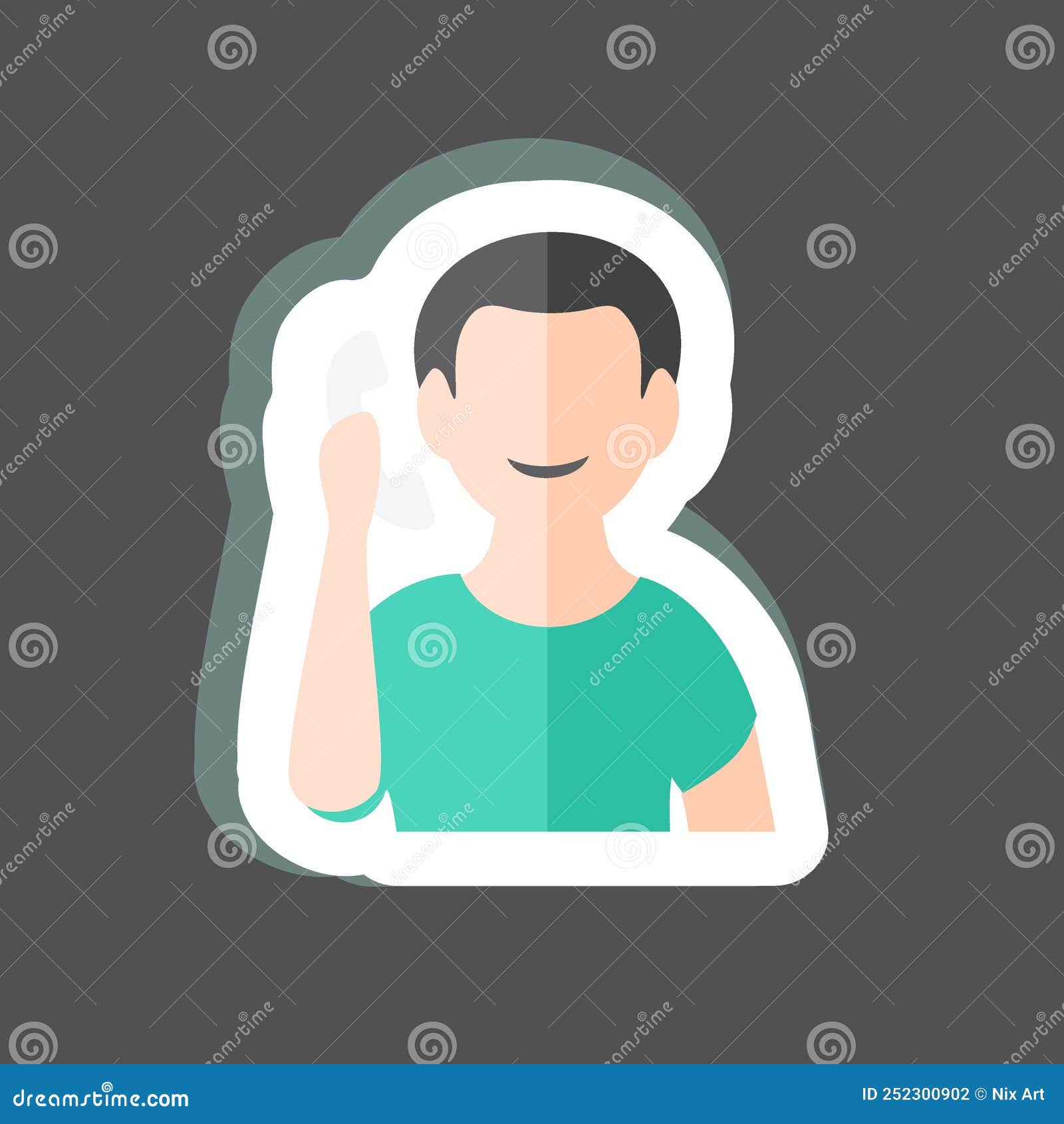 Talking on Phone Sticker in Trendy Isolated on Black Background Stock ...