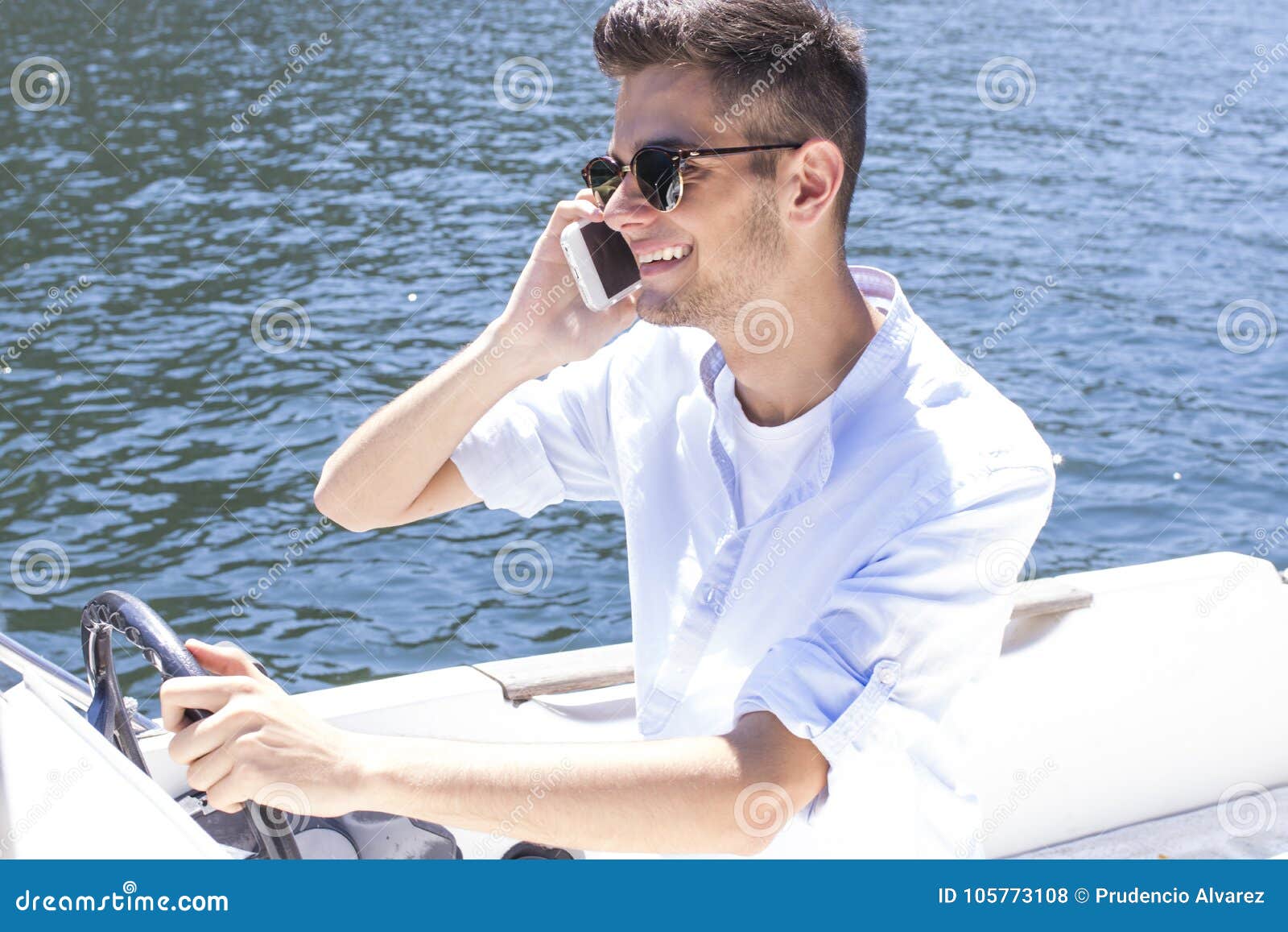 Talking on the Phone on the Yacht Stock Photo - Image of boat, heat ...