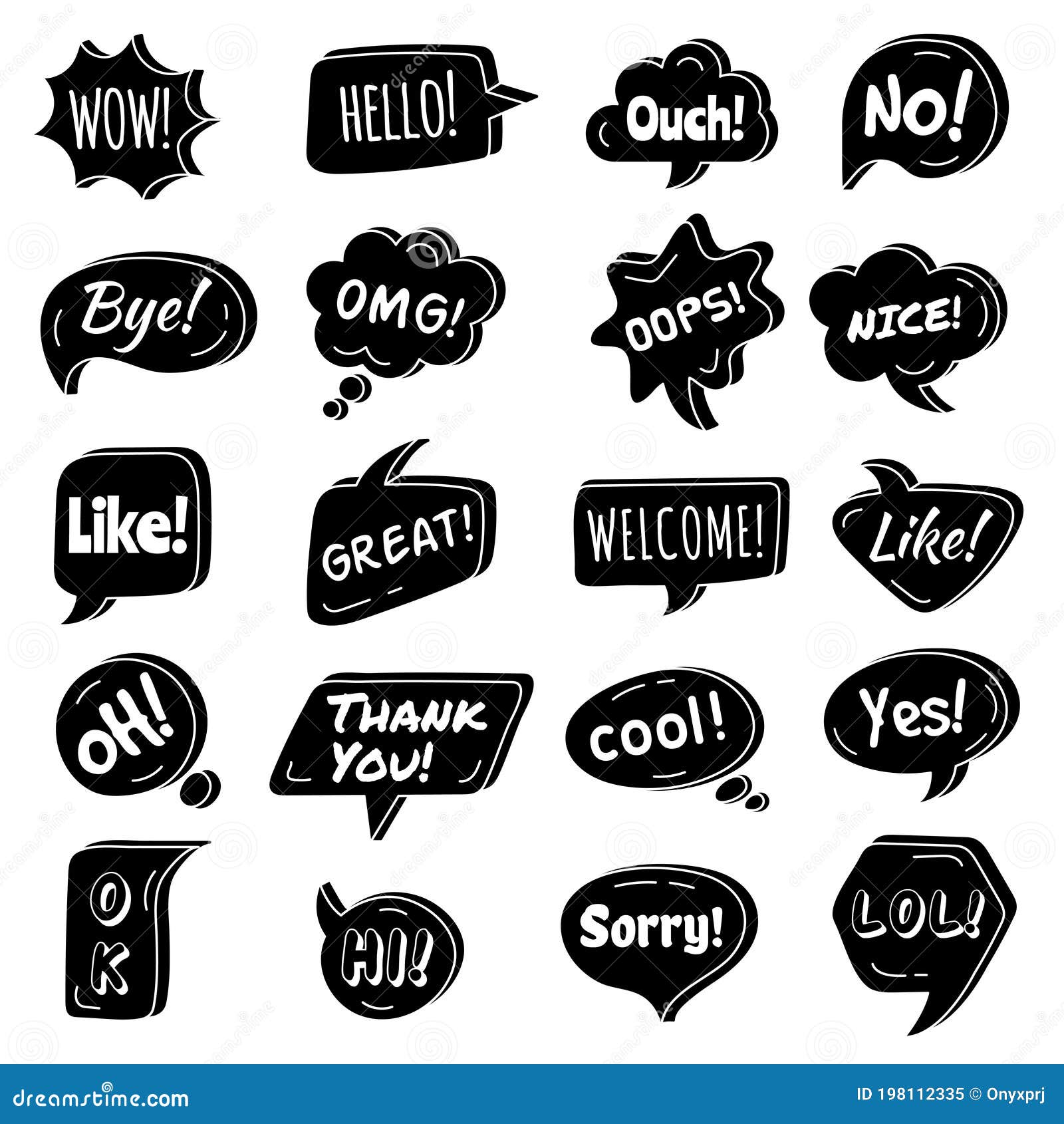 Talking Phrase. Speech Bubbles Circle Shapes with Dialogue Simple ...